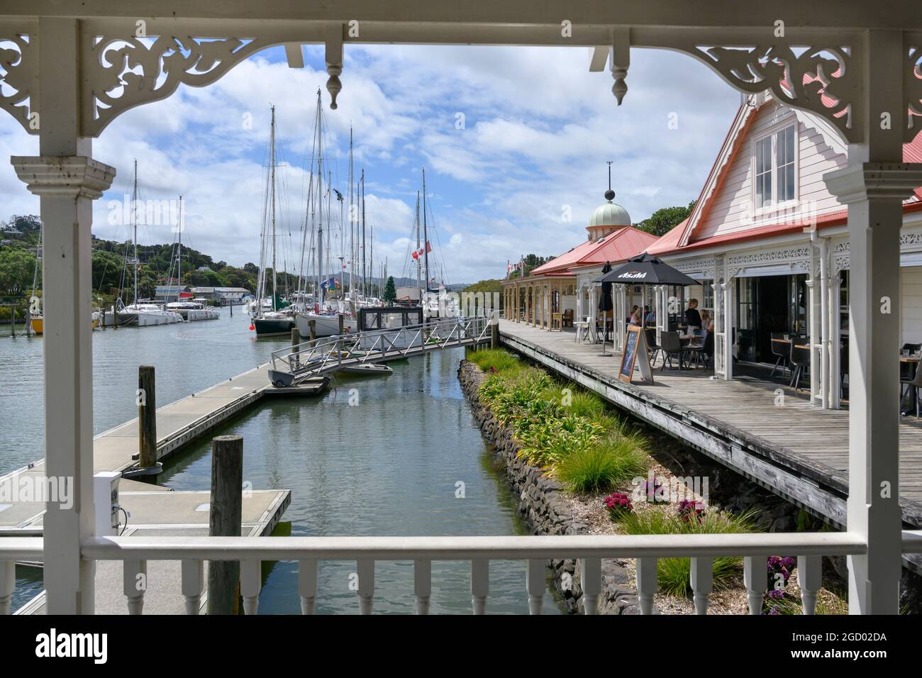 Boats at marina in a city, Whangarei, Whangarei District, Far North ...