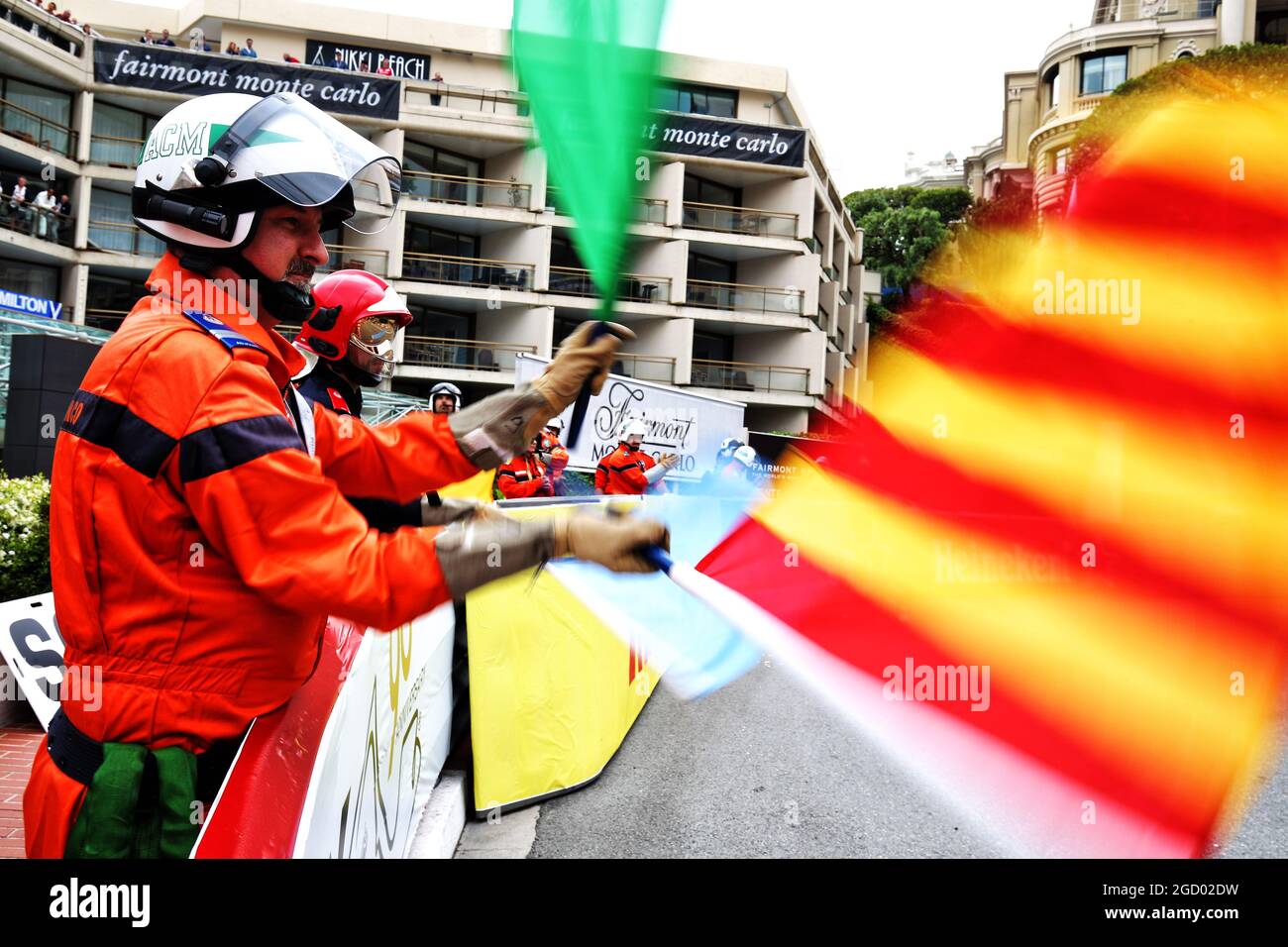 Marshals wave their flags. Monaco Grand Prix, Friday 24th May 2019 ...