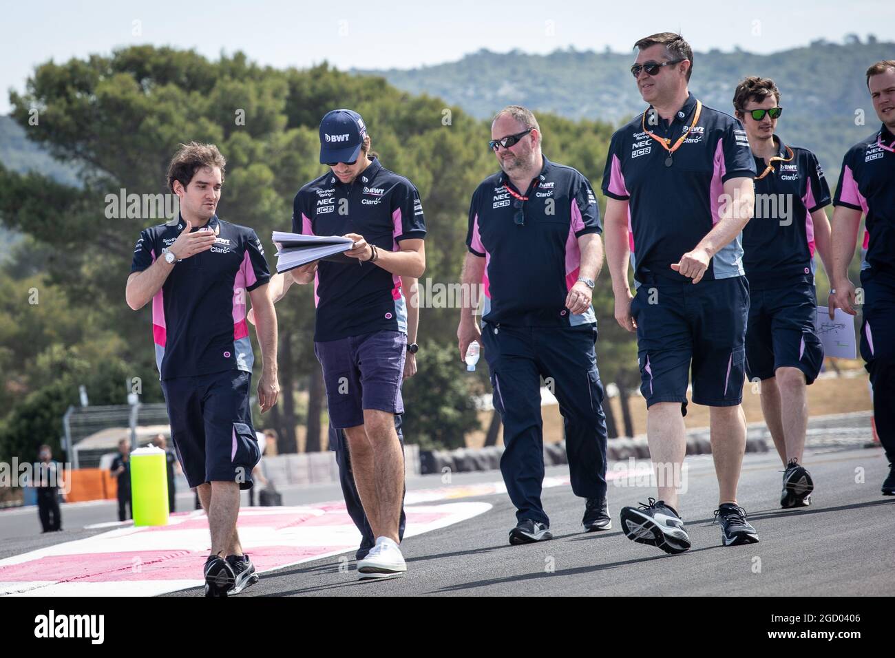 Lance Stroll (CDN) Racing Point F1 Team walks the circuit with the team ...