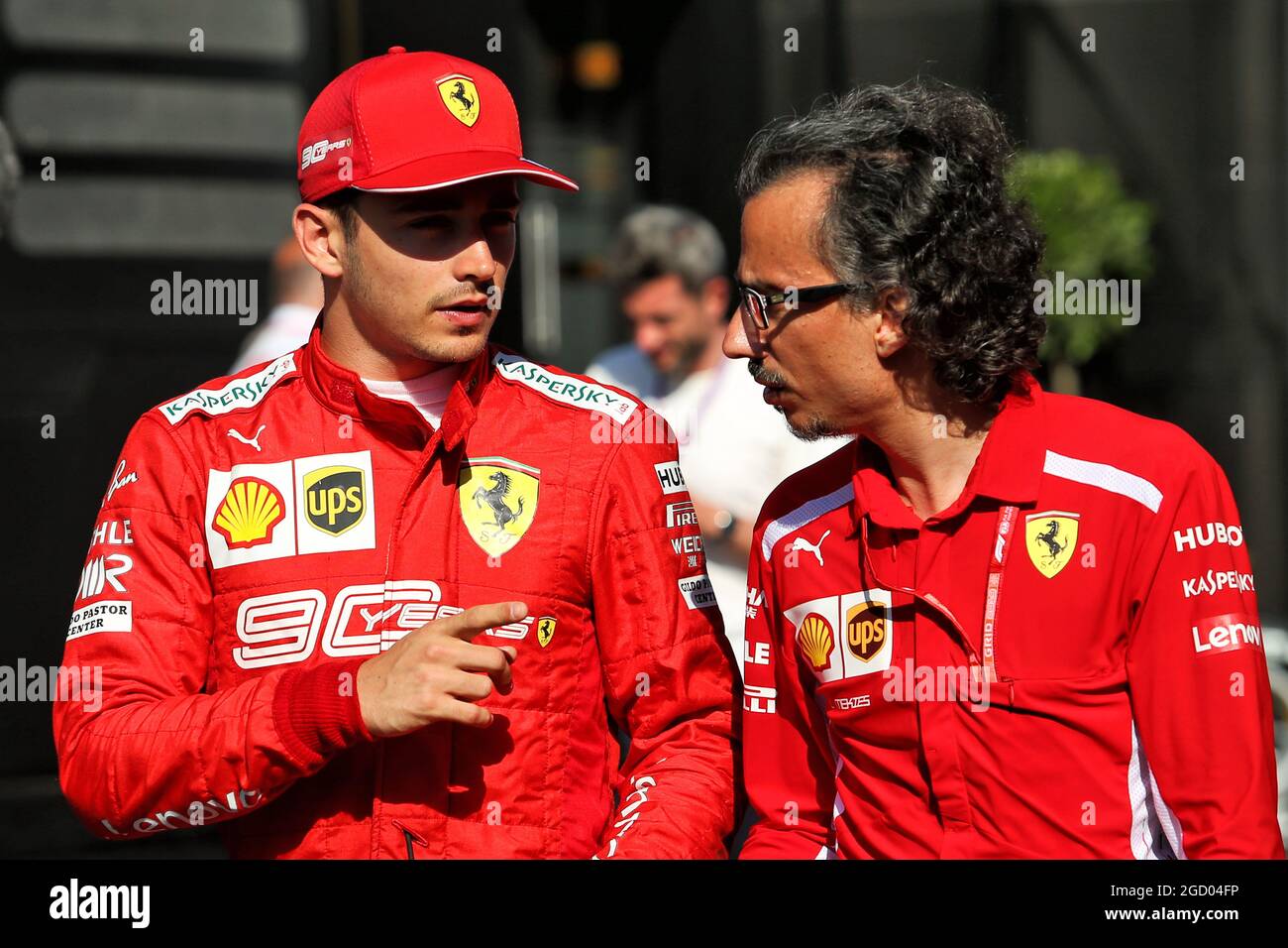 (L to R): Charles Leclerc (MON) Ferrari with Laurent Mekies (FRA ... (L to R): Charles Leclerc (MON) Ferrari with Laurent Mekies (FRA ...