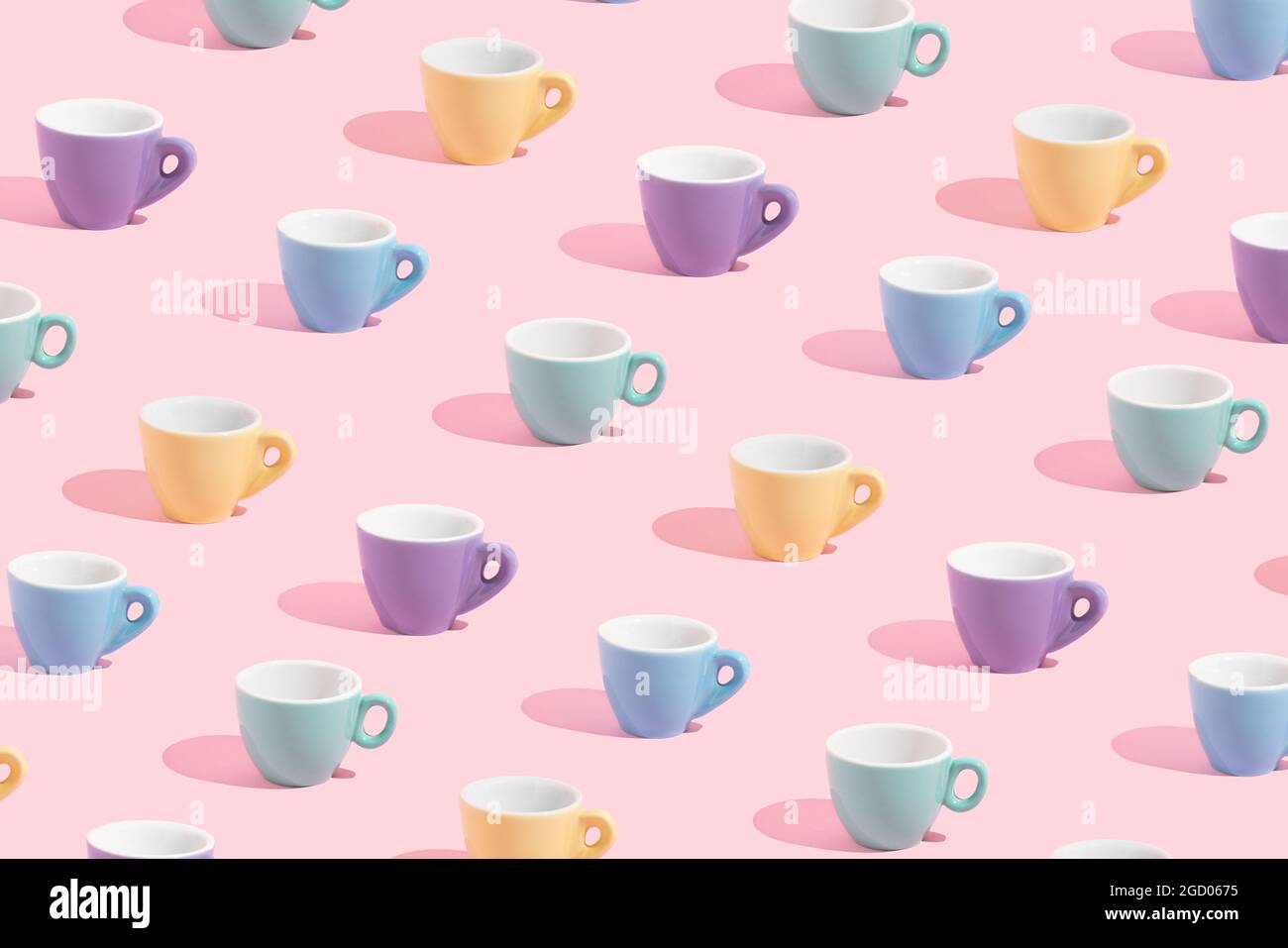 Coffee cup on pastel pink background. Colorful creative pattern concept ...