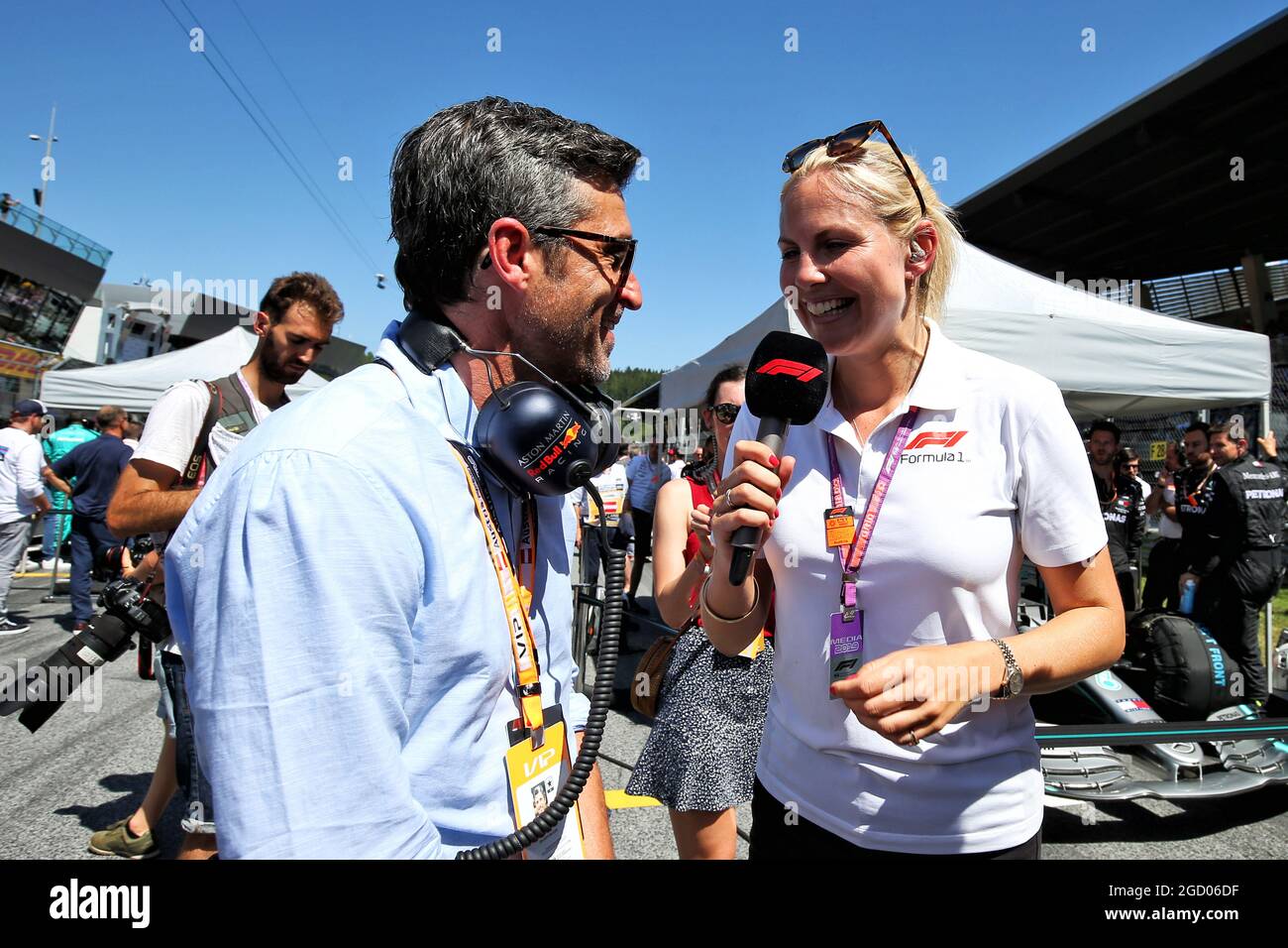 (L to R): Patrick Dempsey (USA) Actor with Rosanna Tennant (GBR) F1 ...