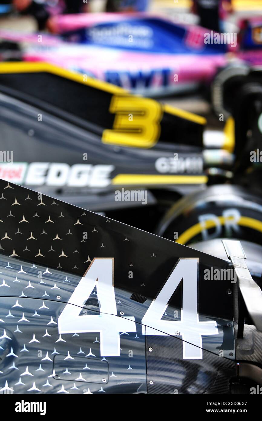 Mercedes amg f1 w10 engine cover of lewis hamilton hi-res stock ...