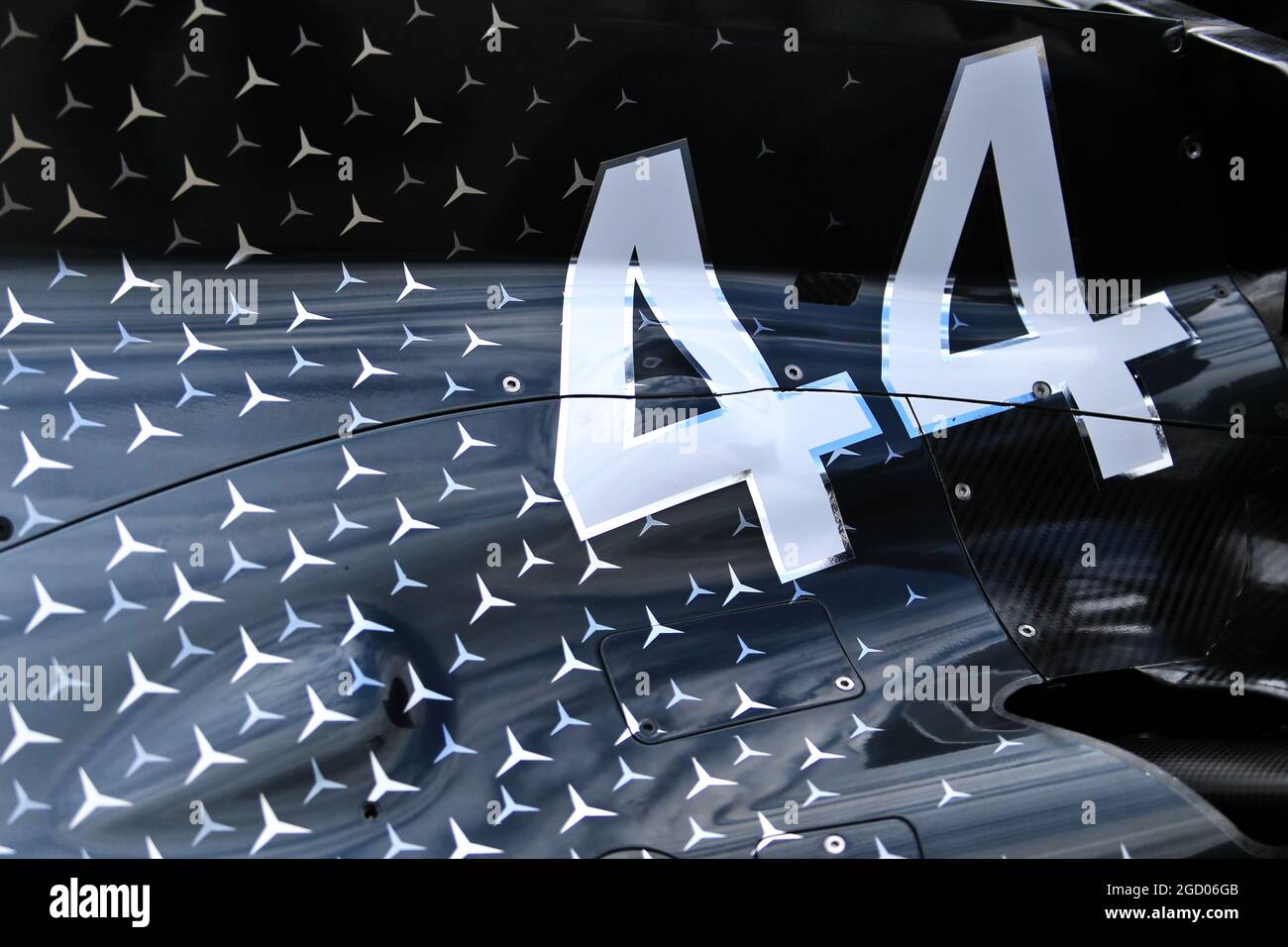 Mercedes amg f1 w10 engine cover of lewis hamilton hi-res stock ...