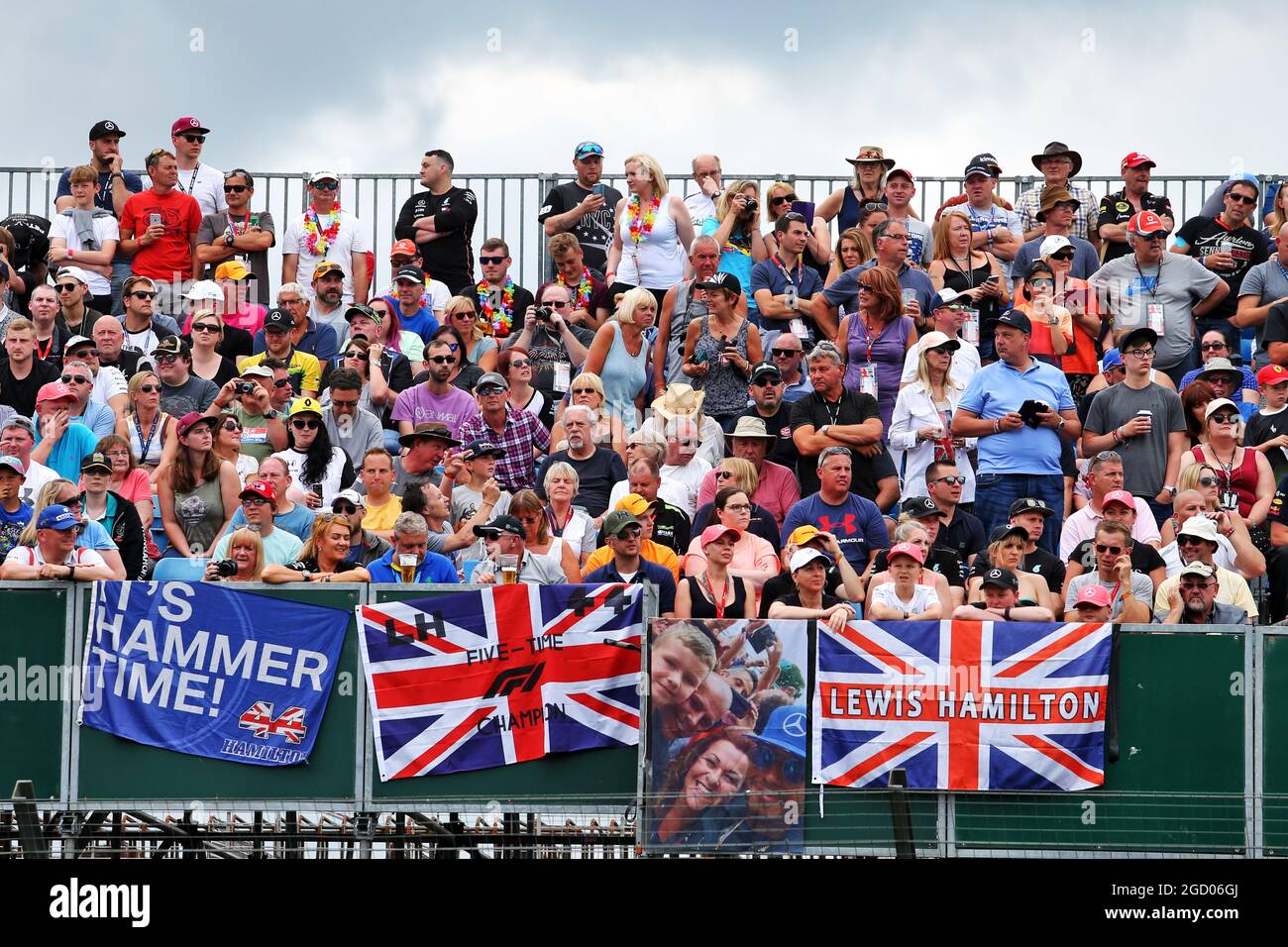 Lewis Hamilton (GBR) Mercedes AMG F1 fans in the grandstand. British ...