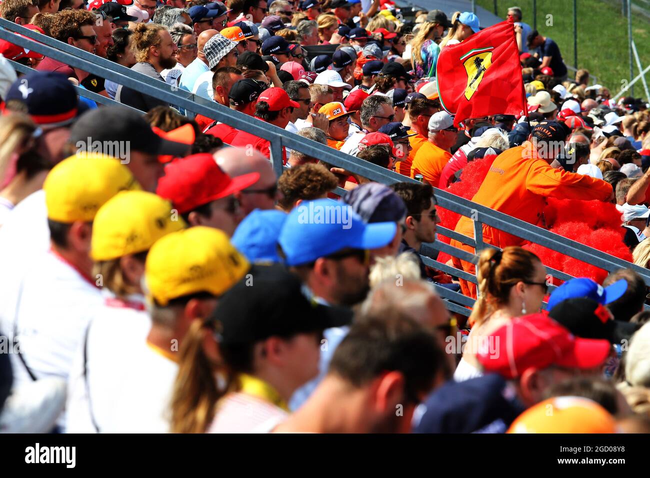 Circuit atmosphere fans in grandstand a ferrari flag hi-res stock ...