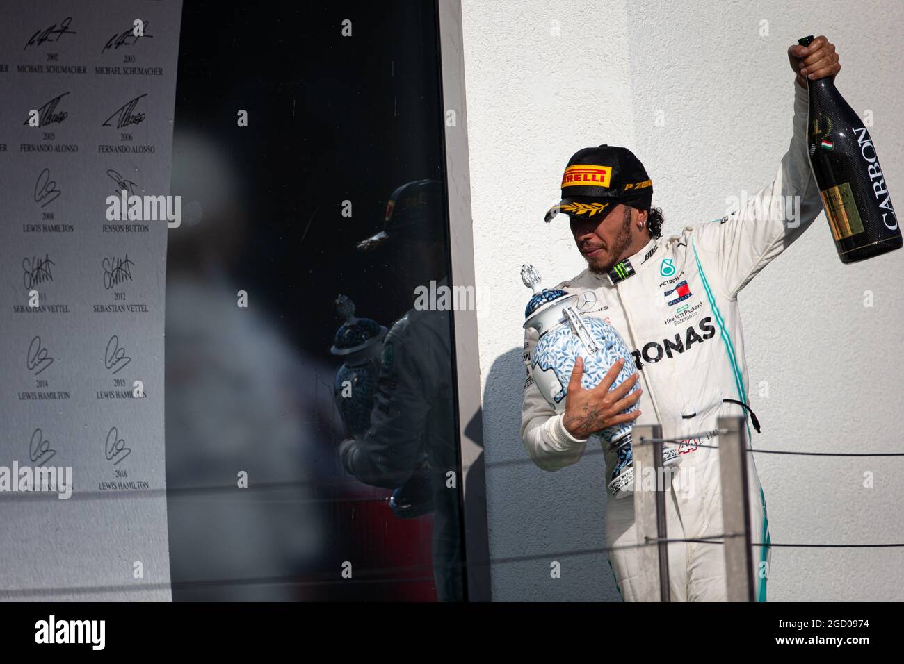 Mercedes amg f1 celebrates on podium race winner lewis hamilton hi-res ...