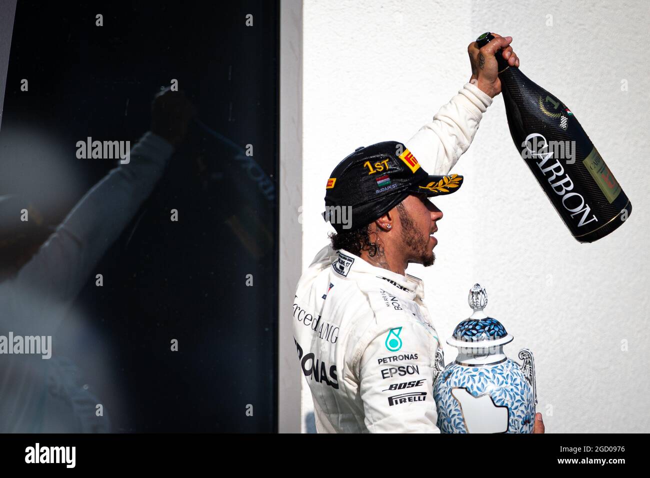 Mercedes amg f1 celebrates on podium race winner lewis hamilton hi-res ...