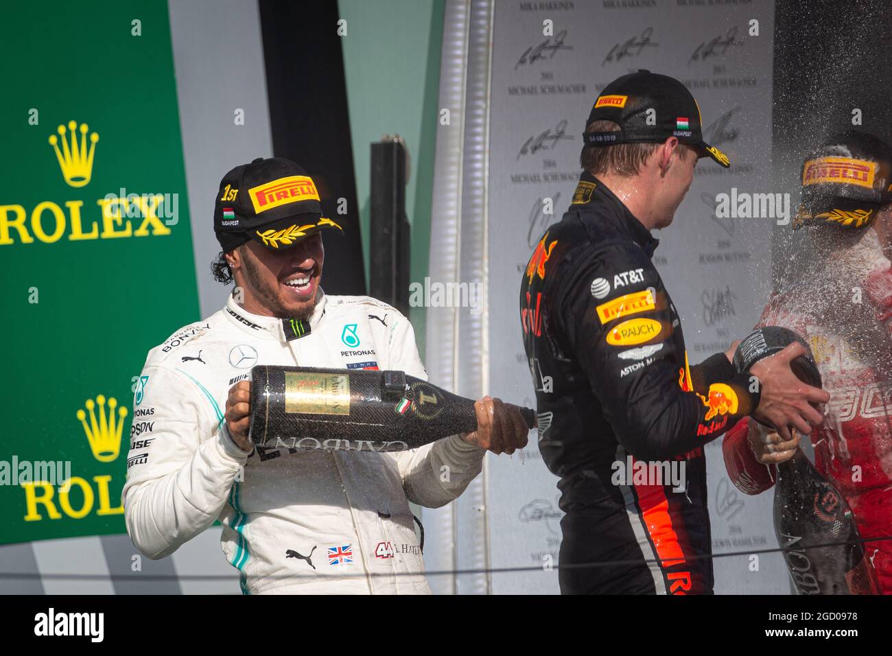 Mercedes amg f1 celebrates on podium race winner lewis hamilton hi-res ...