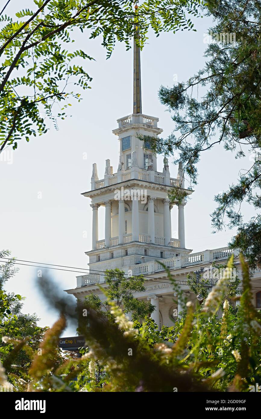 Sevastopol, Crimea, August 13, 2020. The spire of the Lavrenev Drama ...