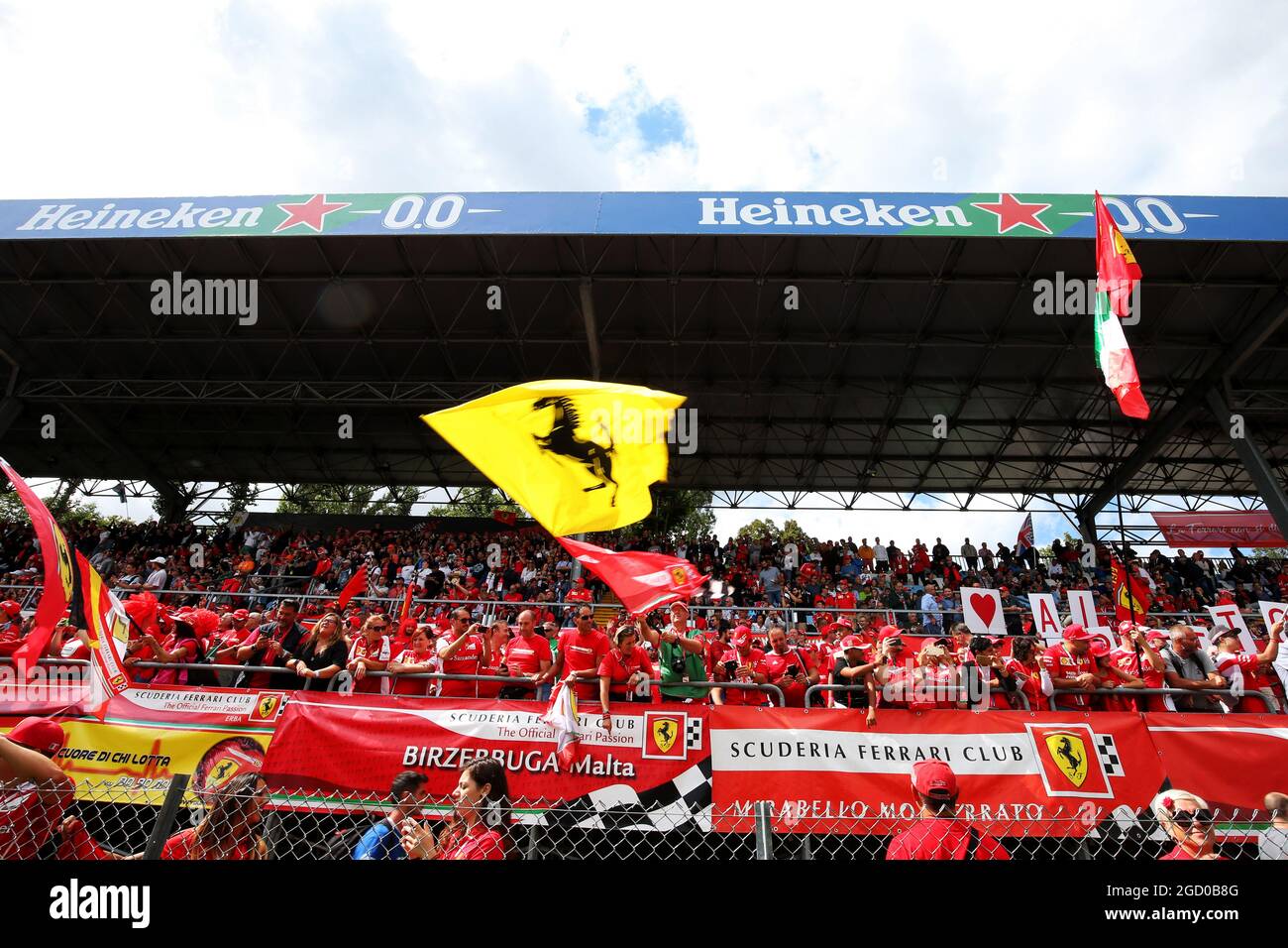 Circuit atmosphere - Ferrari fans in the grandstand. Italian Grand Prix ...
