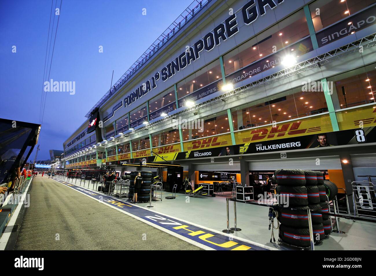 Renault F1 Team pit garages. Singapore Grand Prix, Thursday 19th ...
