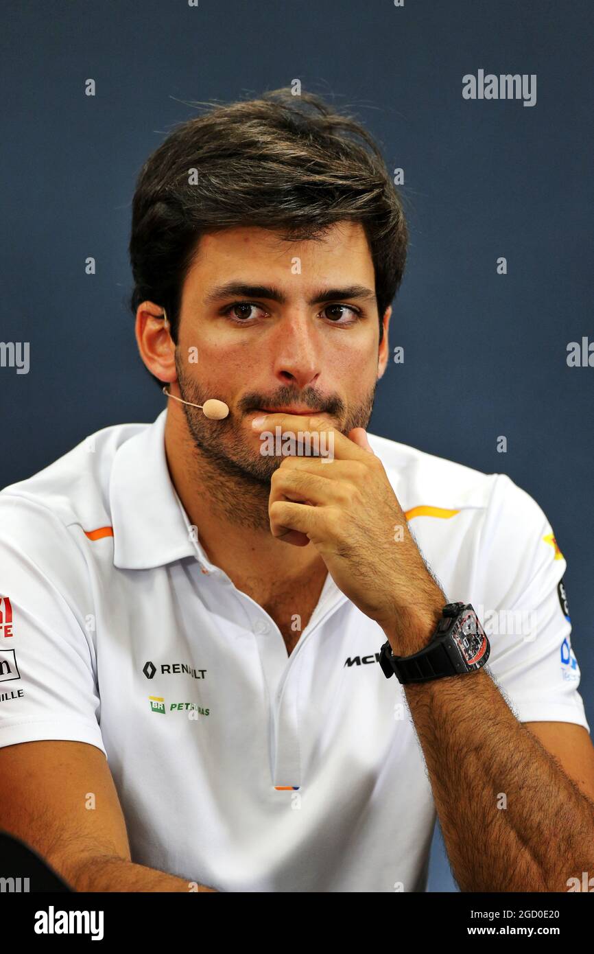 Carlos Sainz Jr (ESP) McLaren in the FIA Press Conference. Japanese ...
