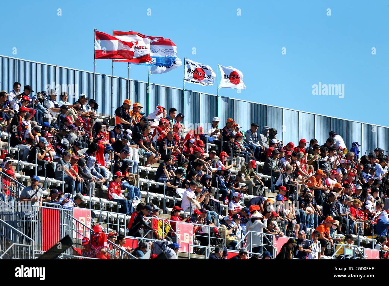 Fans in grandstand flags hi-res stock photography and images - Alamy