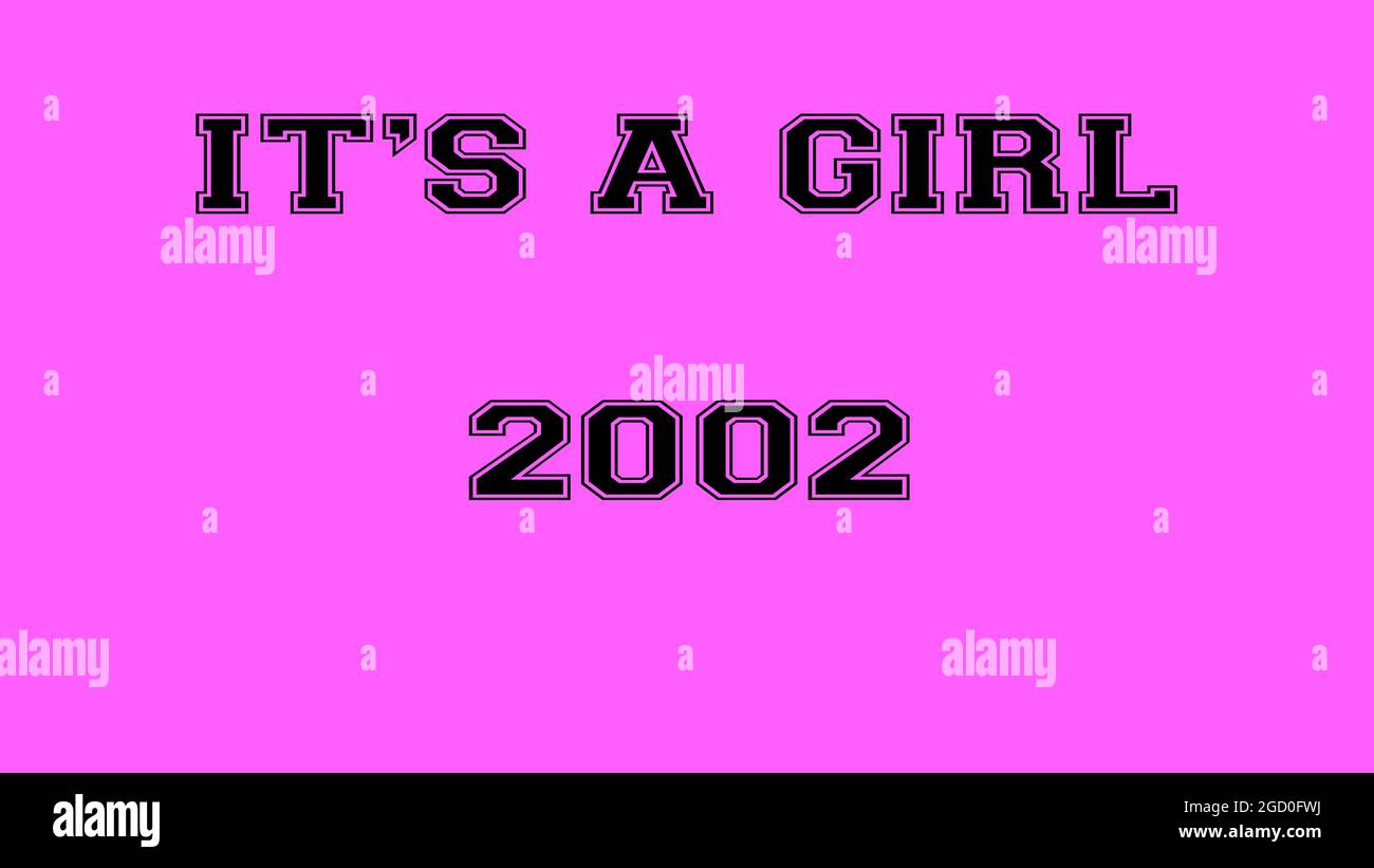 2002 pink rose its a girl birth background Stock Photo - Alamy