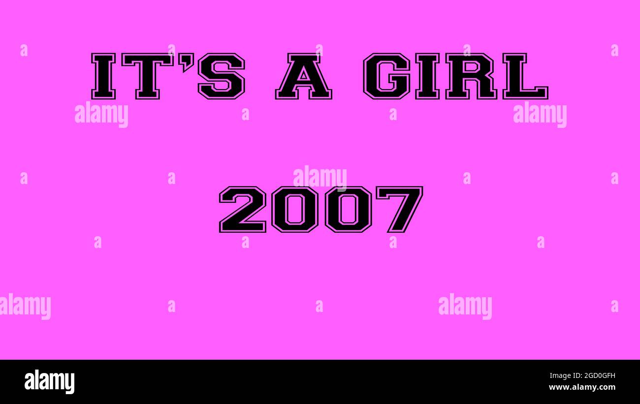2007 pink rose its a girl birth background Stock Photo - Alamy