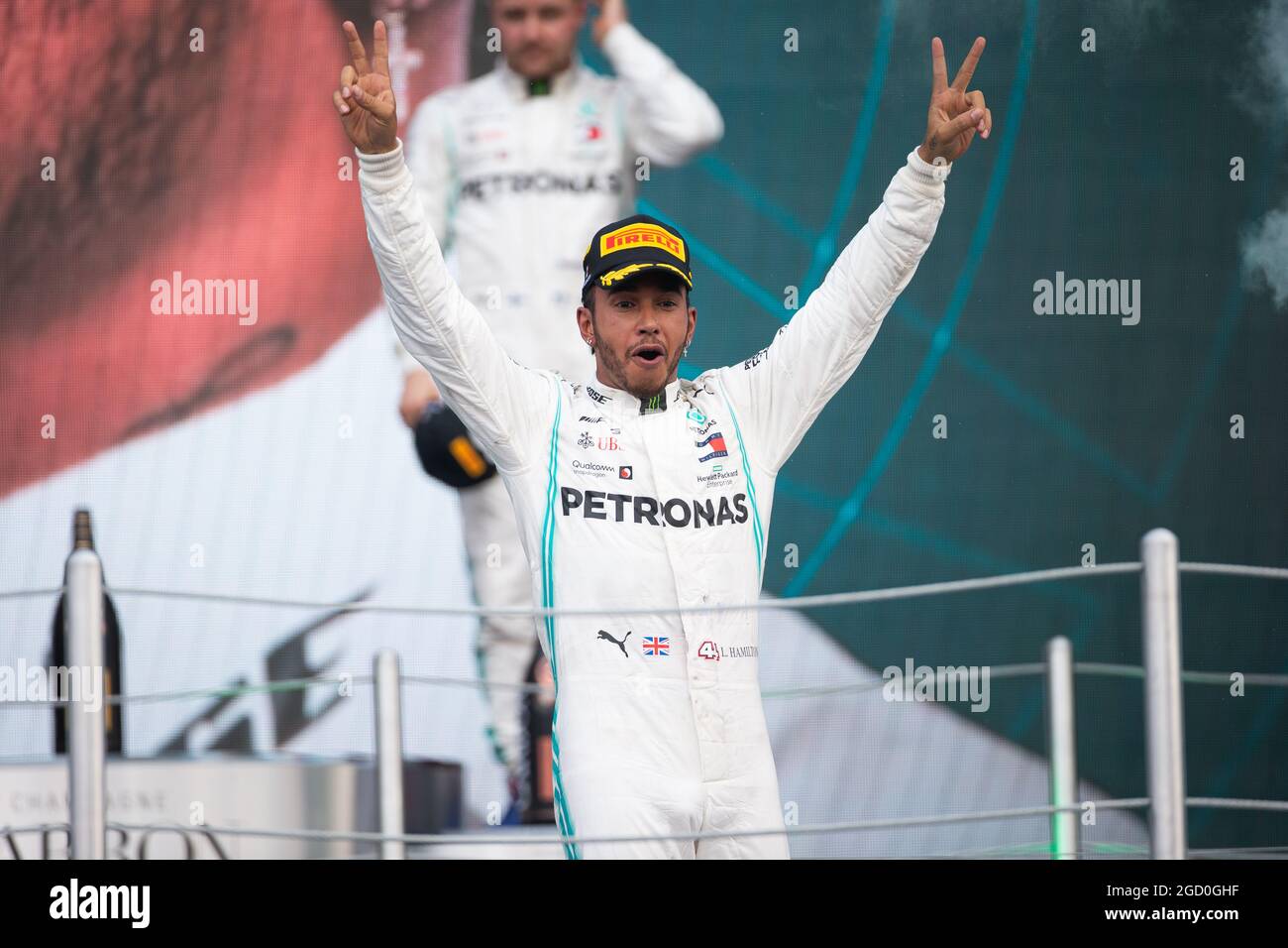 Race winner Lewis Hamilton (GBR) Mercedes AMG F1 celebrates on the ...