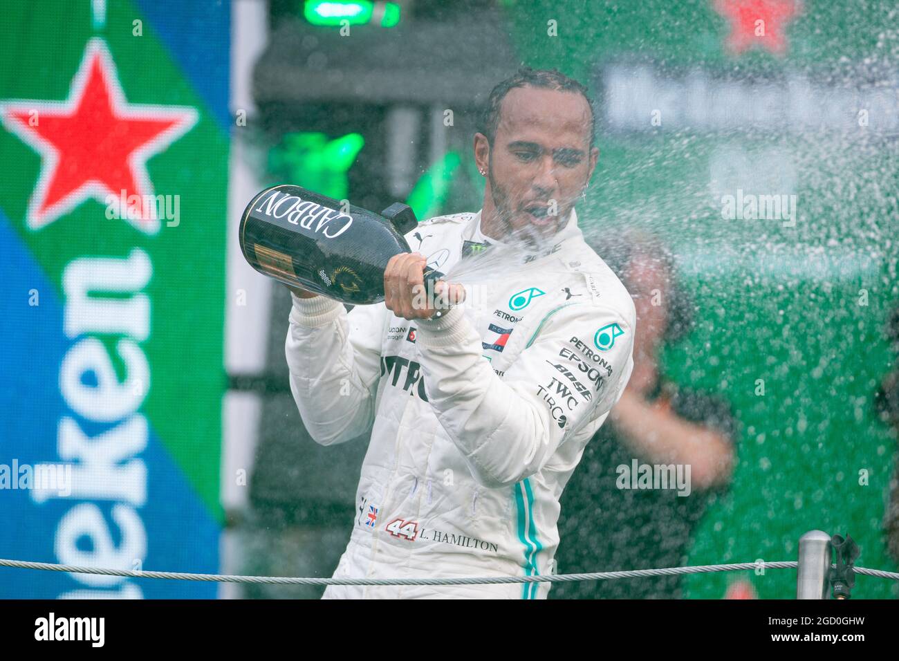 Race winner Lewis Hamilton (GBR) Mercedes AMG F1 celebrates on the ...