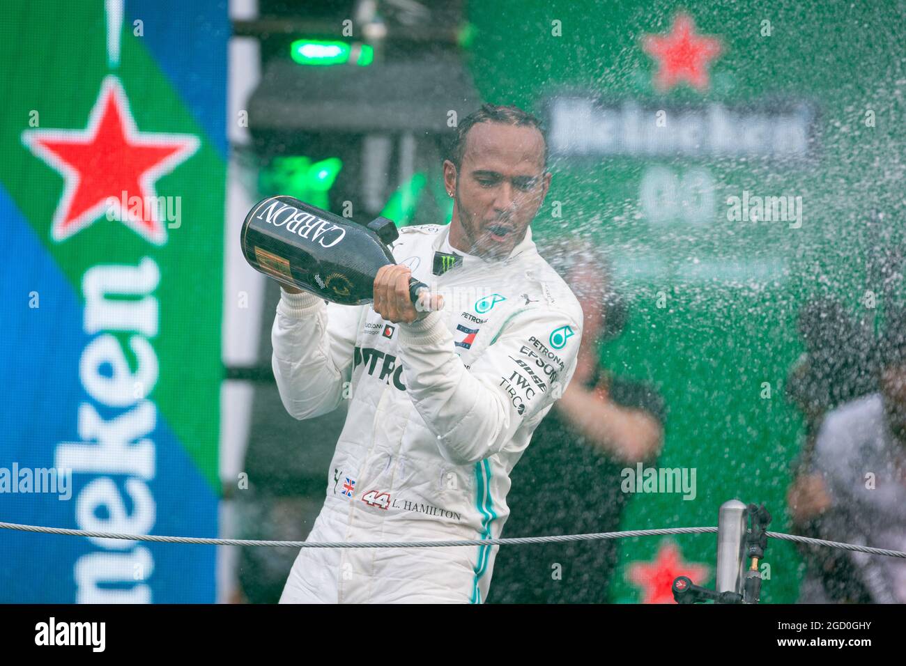 Race winner Lewis Hamilton (GBR) Mercedes AMG F1 celebrates on the ...