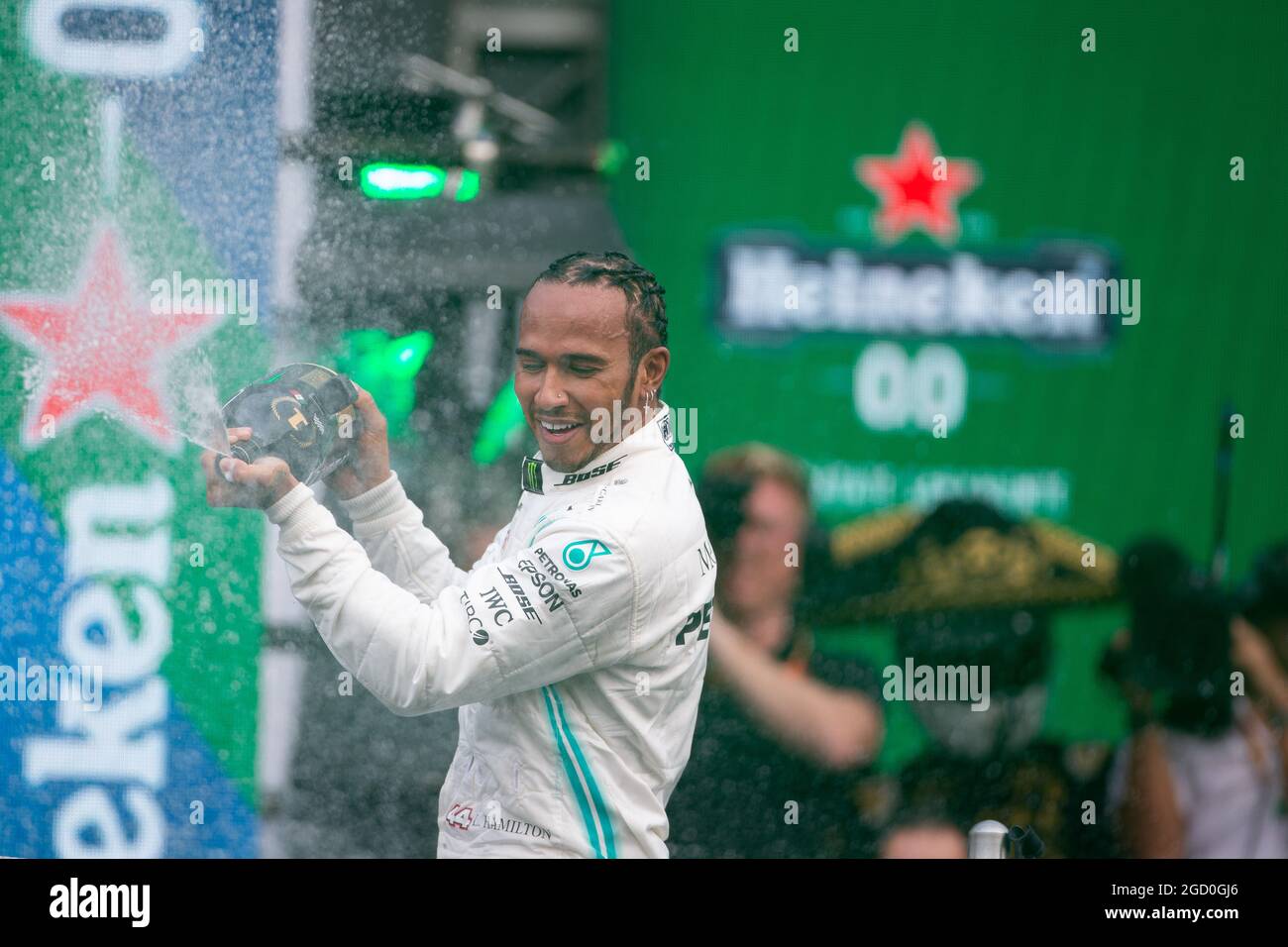 Race winner Lewis Hamilton (GBR) Mercedes AMG F1 celebrates on the ...