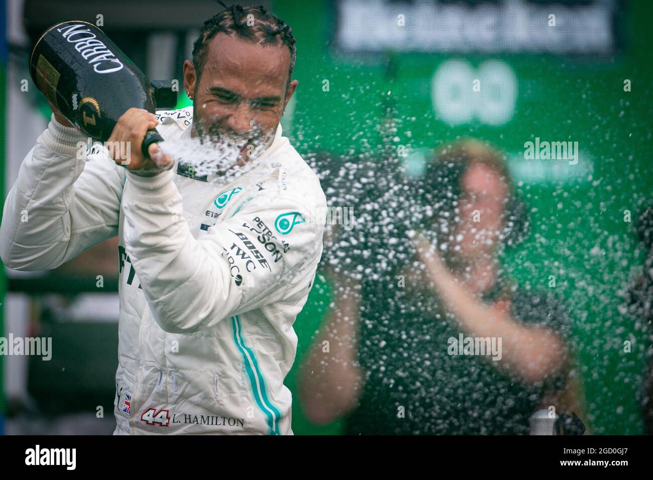 Race winner Lewis Hamilton (GBR) Mercedes AMG F1 celebrates on the ...