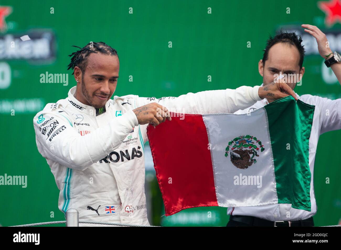 Race winner Lewis Hamilton (GBR) Mercedes AMG F1 celebrates on the ...