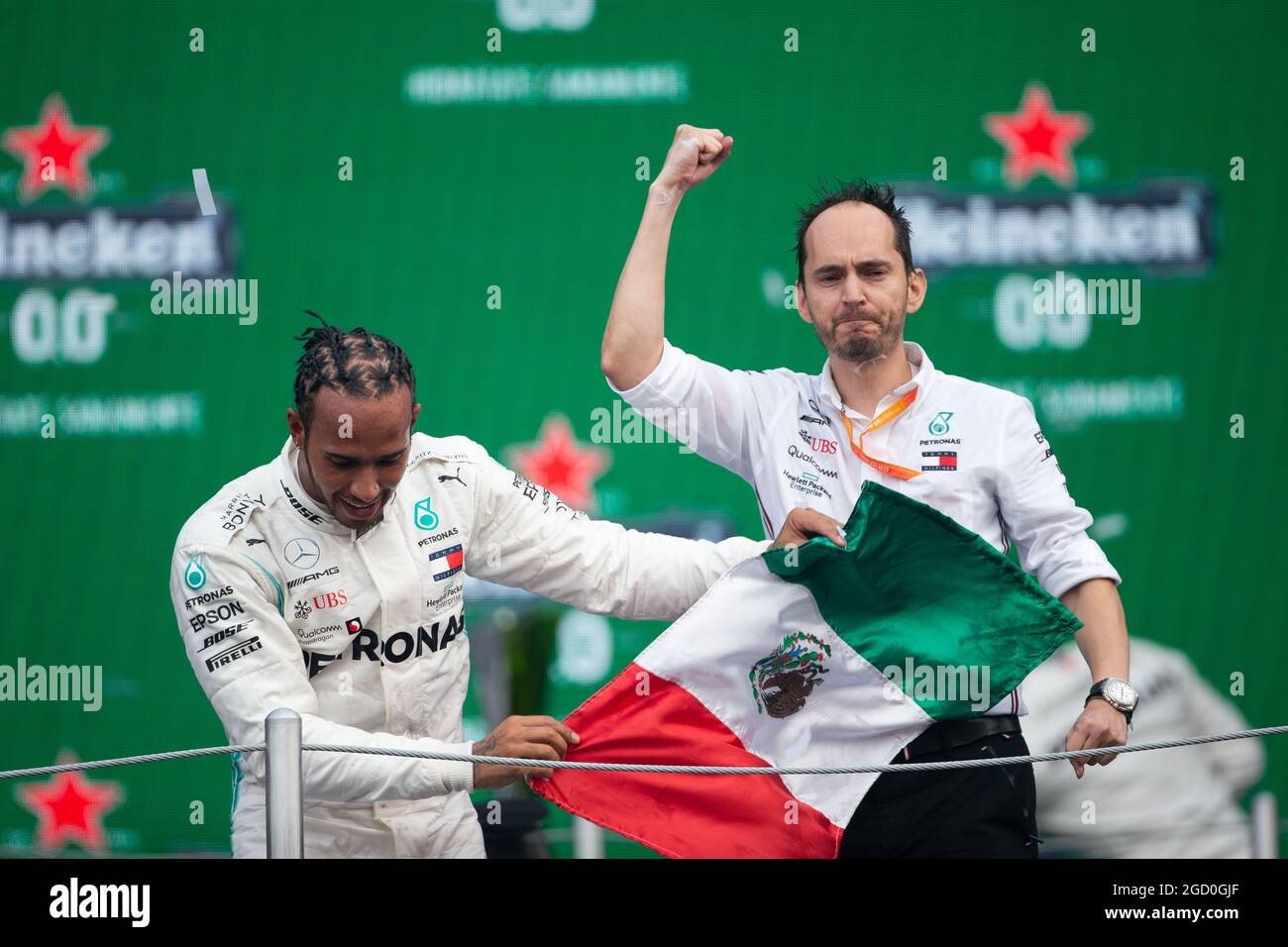 Race winner Lewis Hamilton (GBR) Mercedes AMG F1 celebrates on the ...