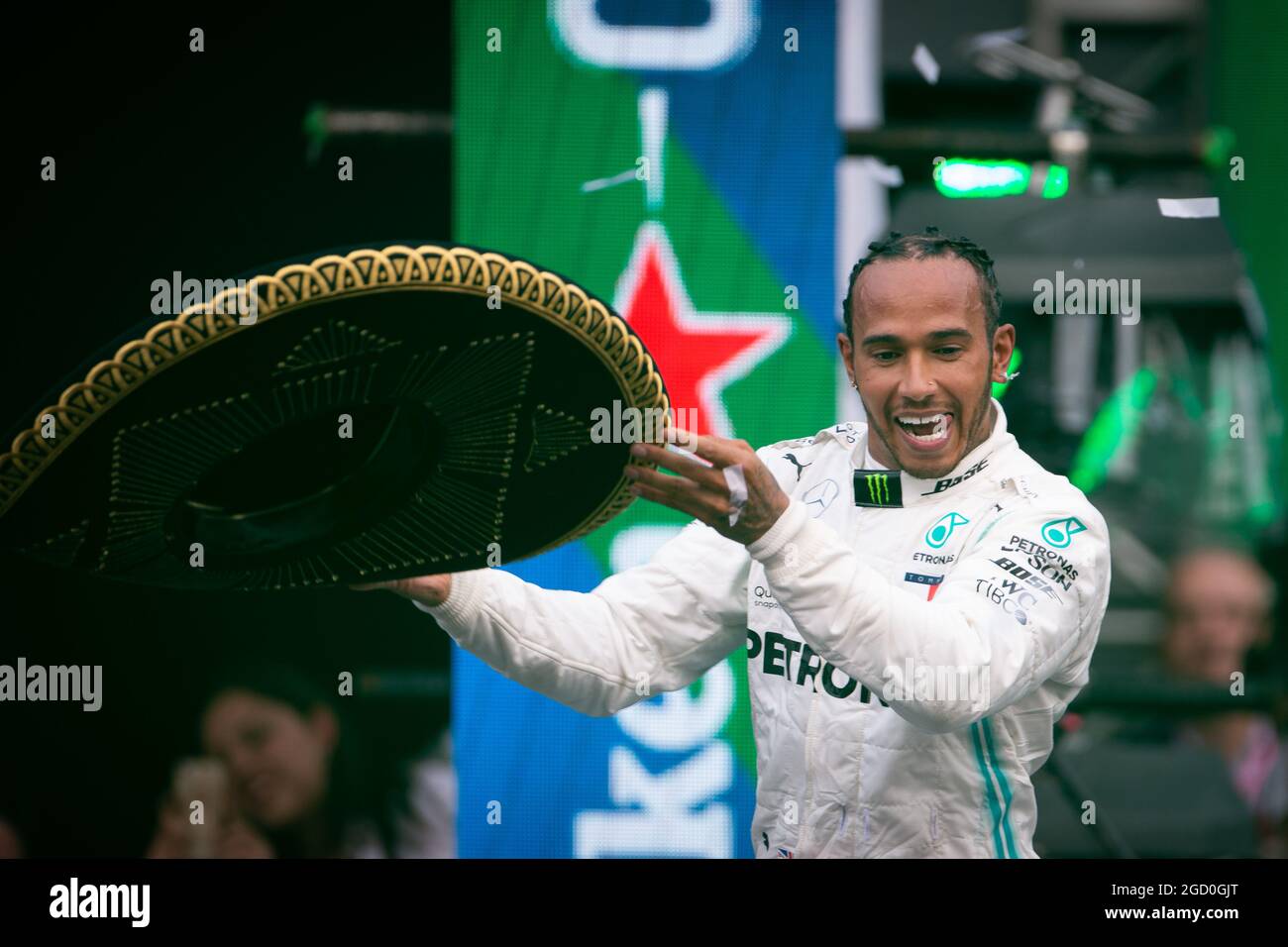 Race winner Lewis Hamilton (GBR) Mercedes AMG F1 celebrates on the ...