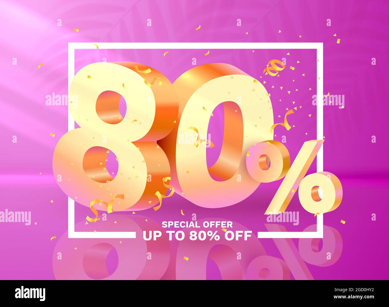 80 Off. Discount creative composition. 3d Golden sale symbol with ...