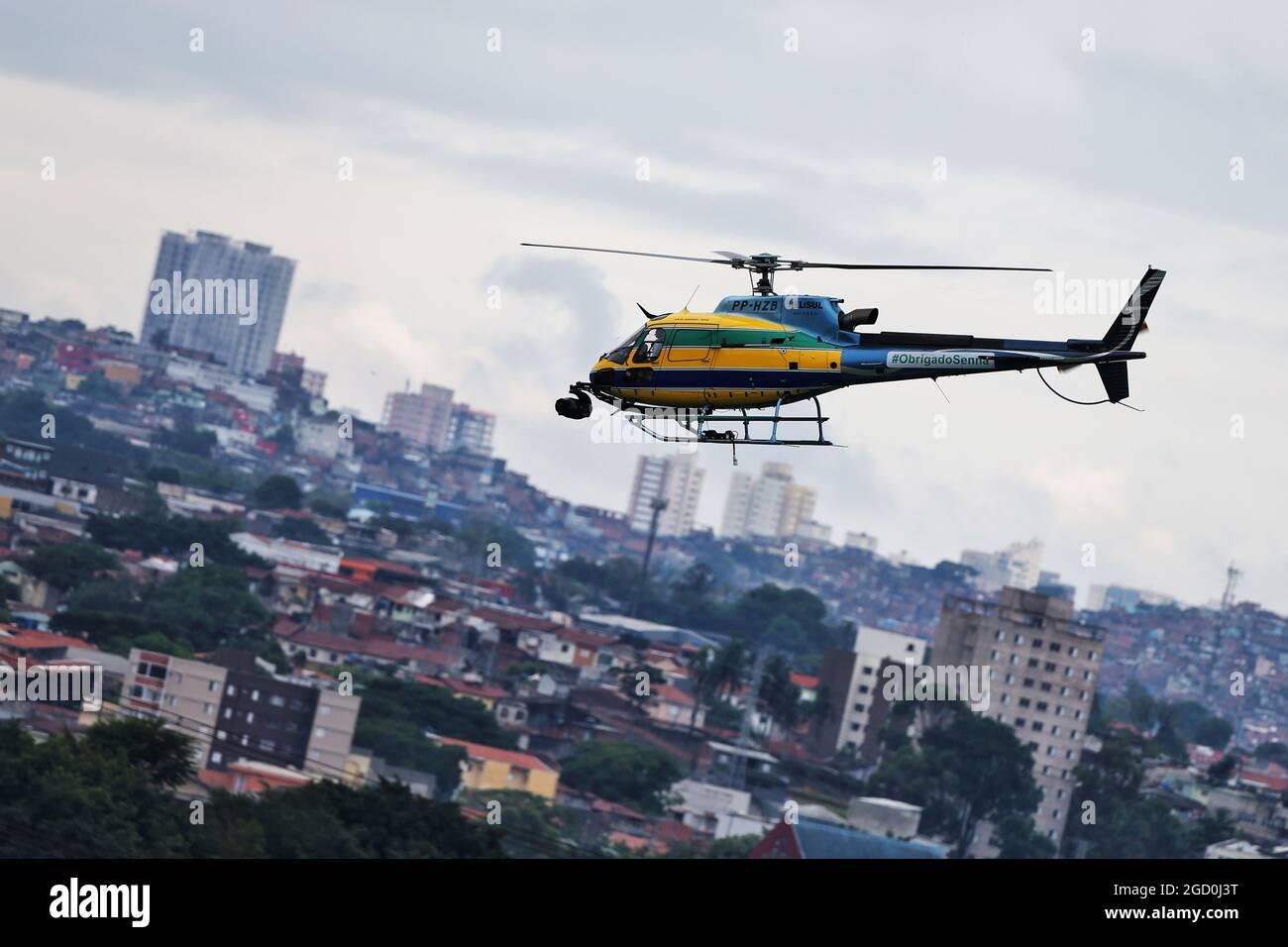 F1 camera helicopter painted tribute to ayrton senna hi-res stock ...
