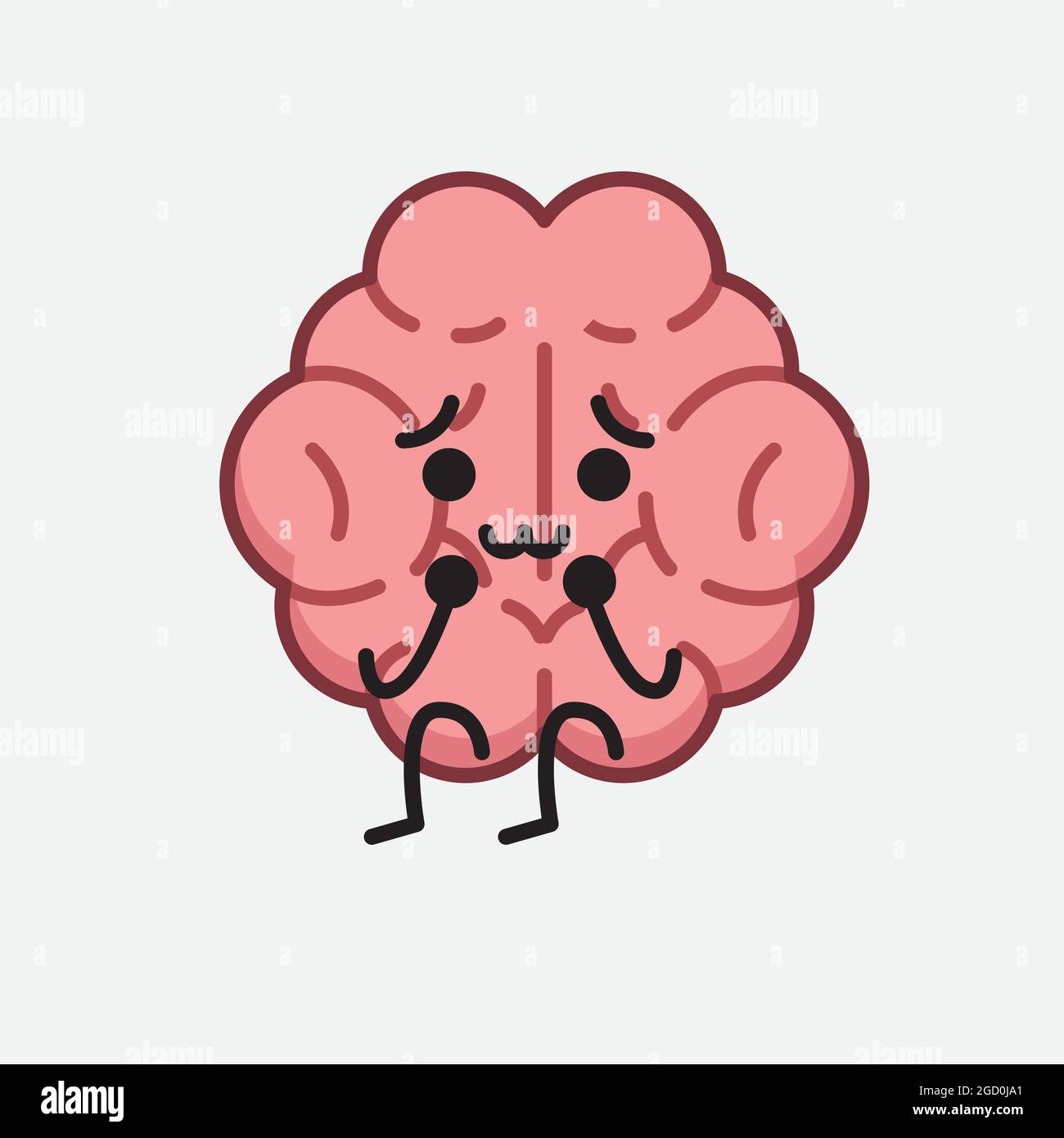 Vector Illustration of Brain Character with cute face and simple body ...