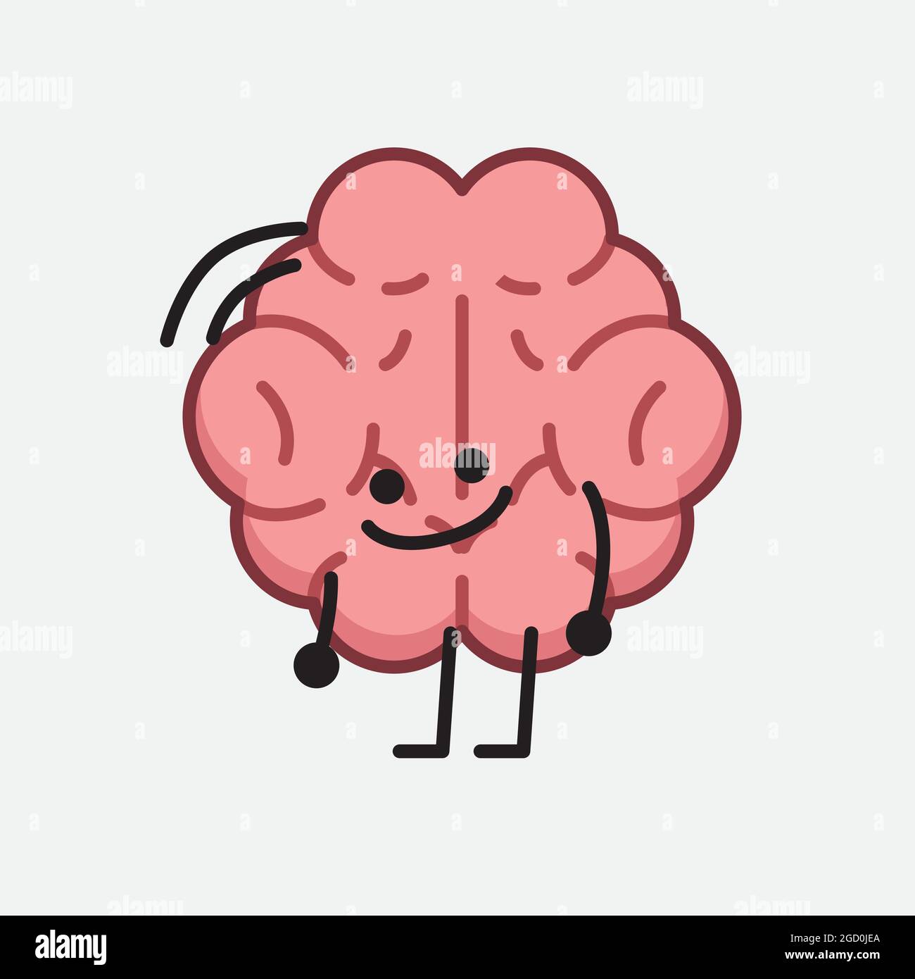 Vector Illustration of Brain Character with cute face and simple body ...
