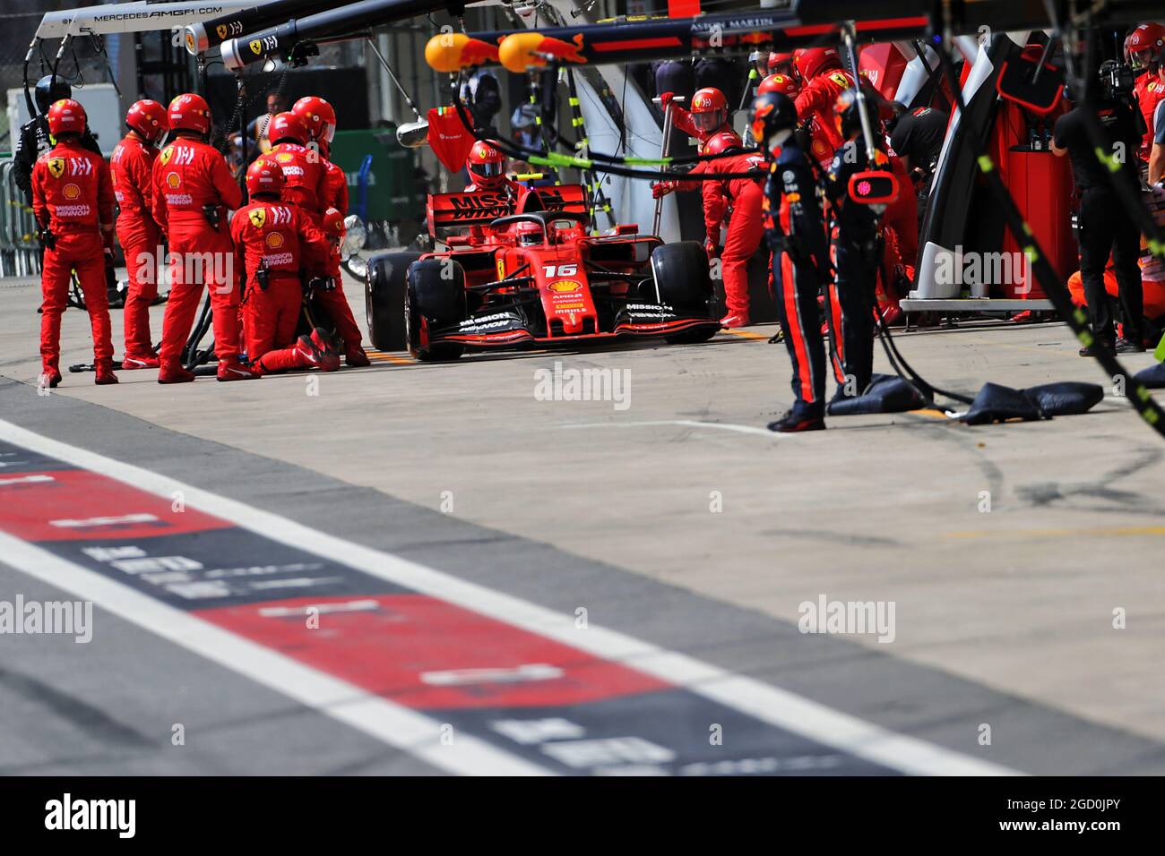Charles Leclerc (MON) Ferrari SF90 makes a pit stop. Brazilian Grand ...