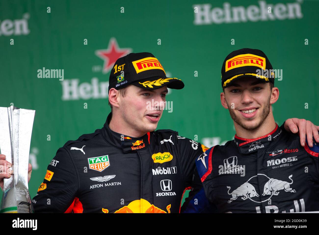 Red bull racing celebrates on podium second placed pierre gasly hi-res ...