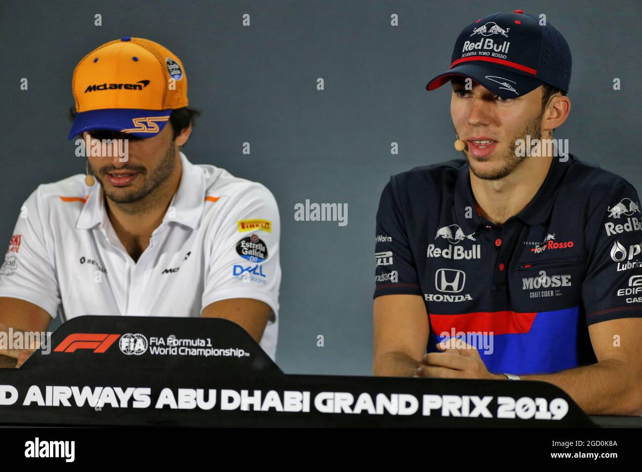 (L to R): Carlos Sainz Jr (ESP) McLaren and Pierre Gasly (FRA) Scuderia ...