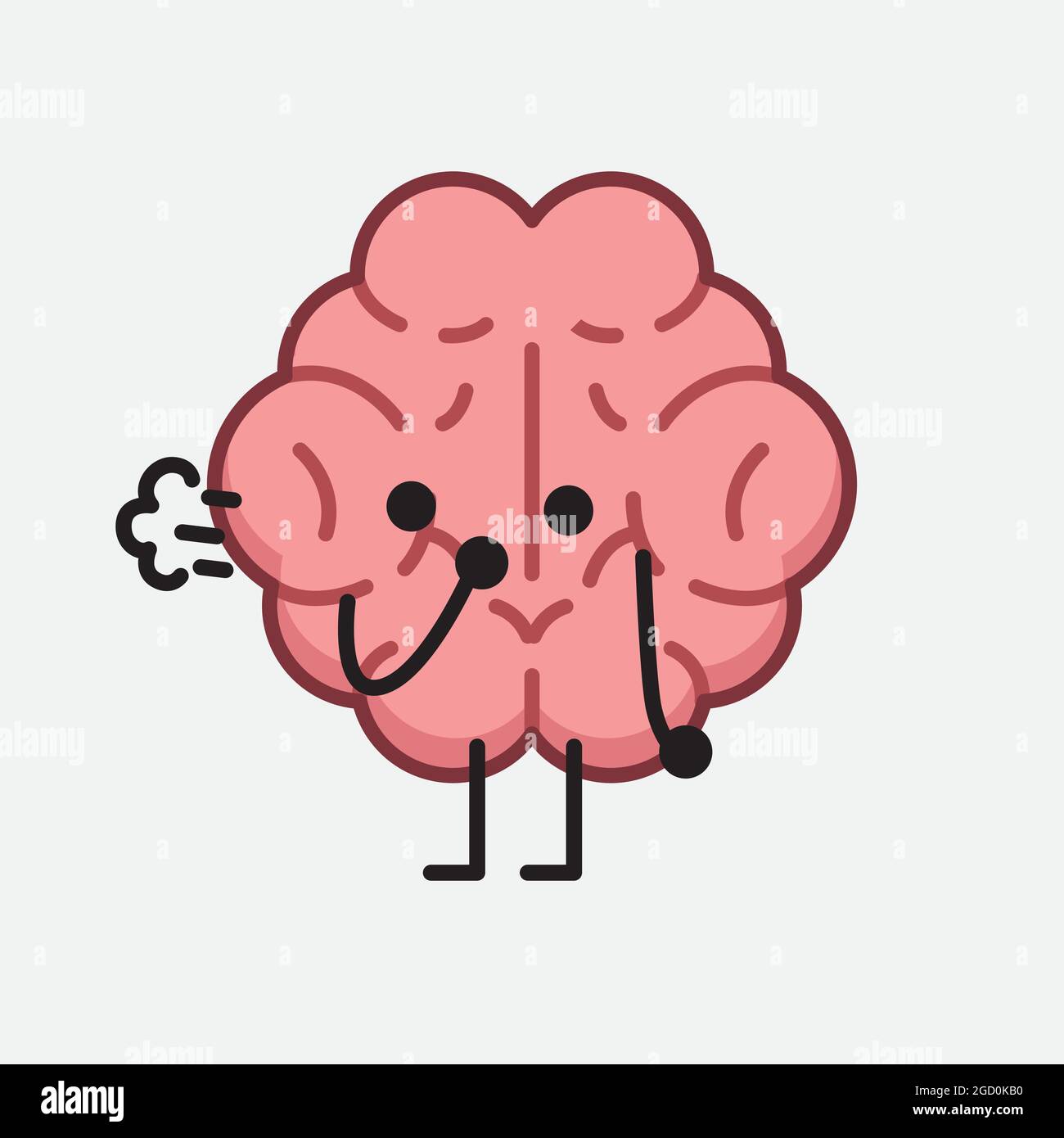 Vector Illustration of Brain Character with cute face and simple body ...