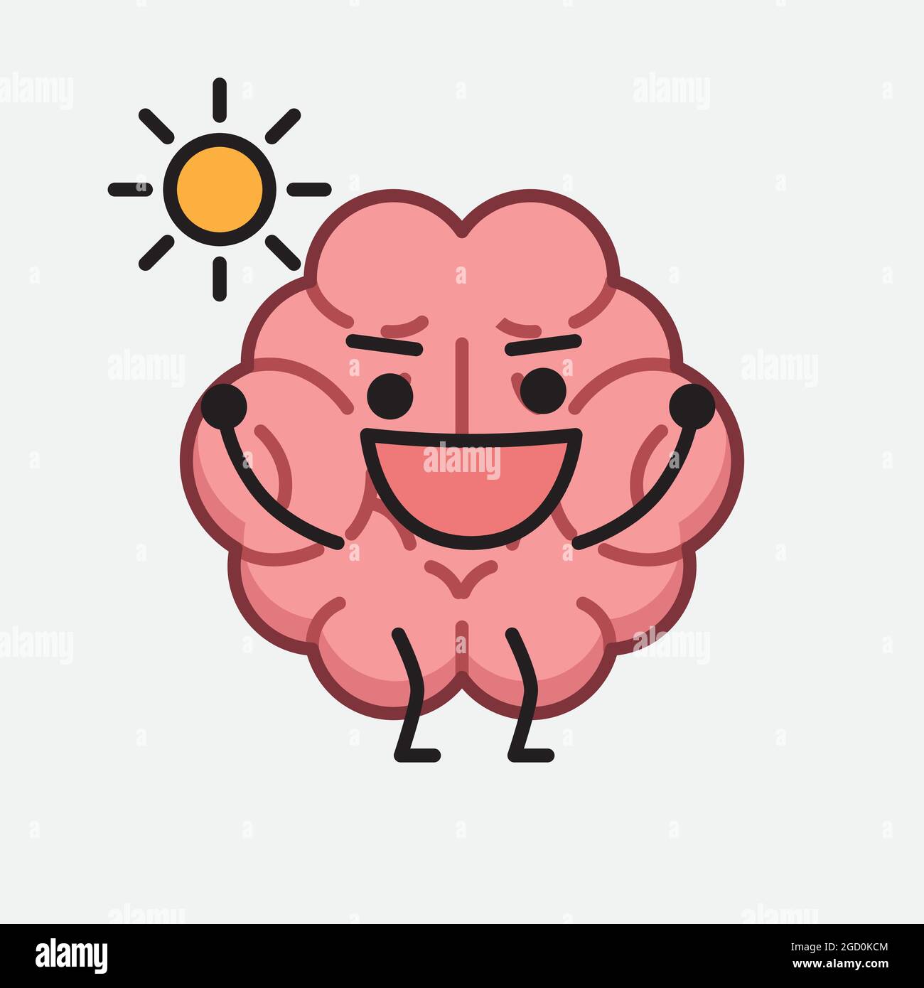 Vector Illustration of Brain Character with cute face and simple body ...