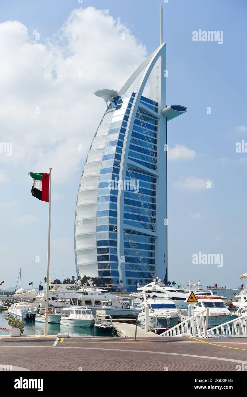 Burj Al Arab (meaning Tower of The Arabs) viewed from Marina access in ...