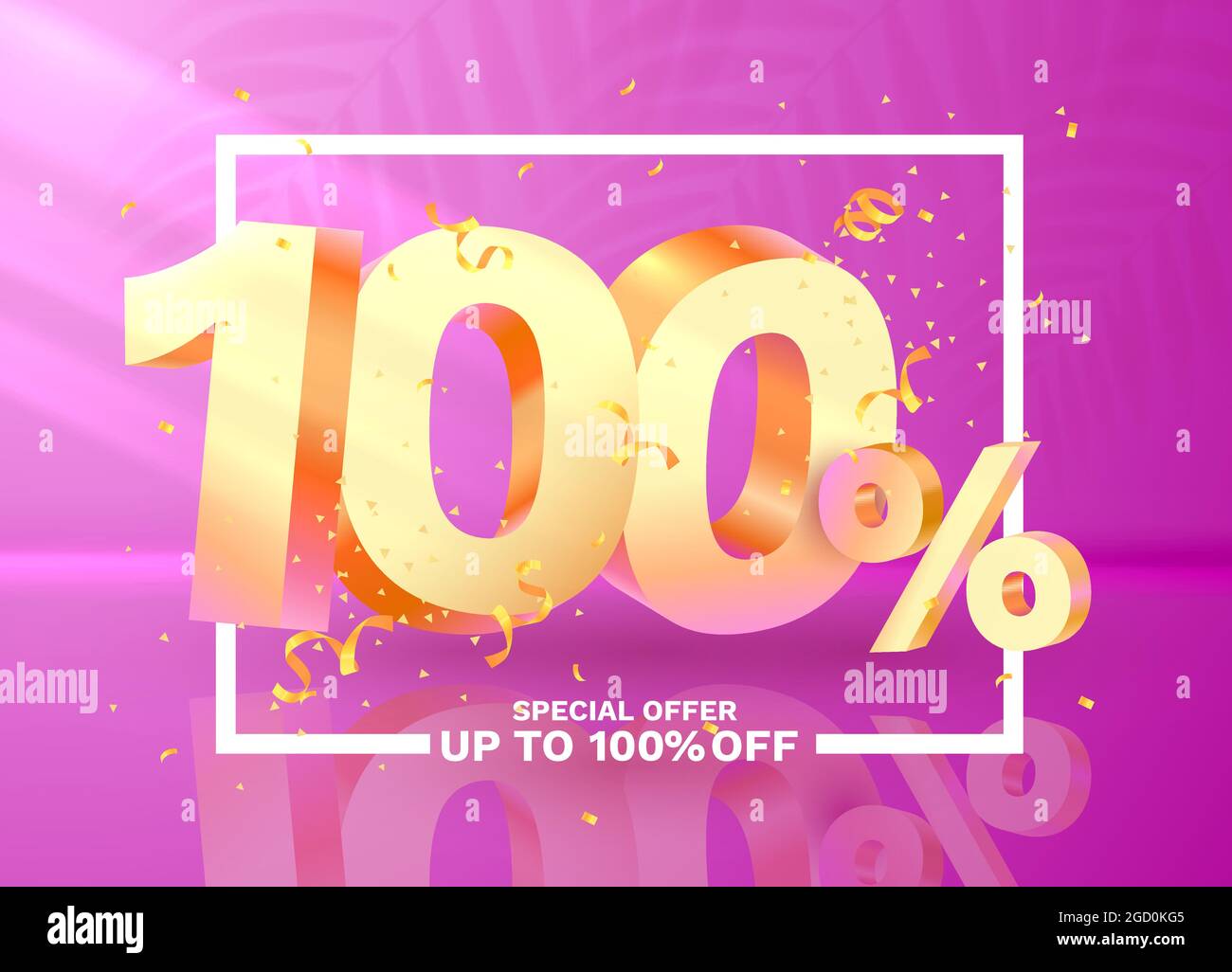 100 Off. Discount creative composition. 3d Golden sale symbol with ...