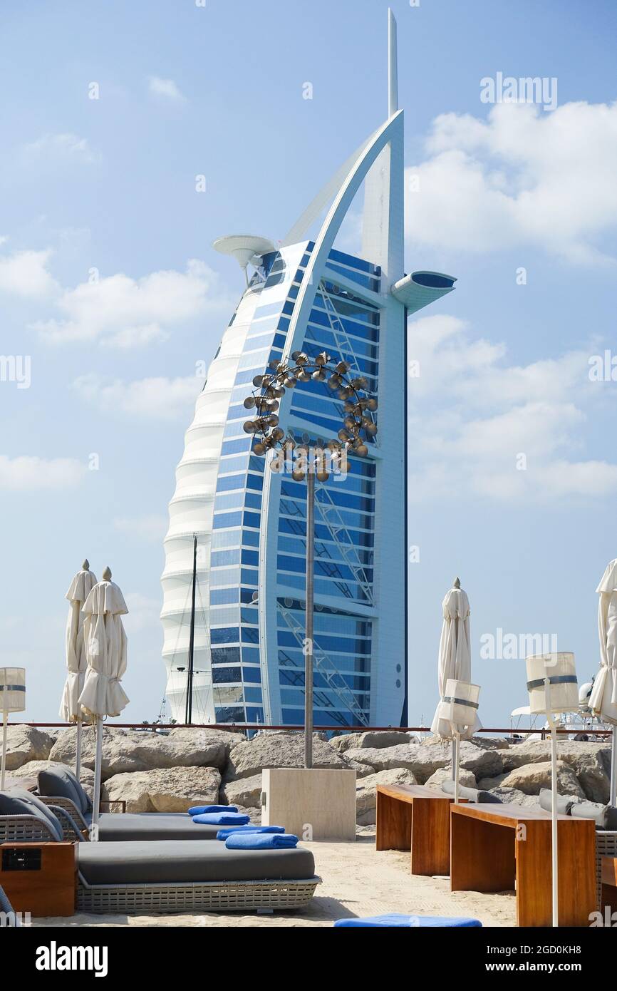 Burj Al Arab (meaning Tower of The Arabs) viewed fromThe Jumeirah Beach ...