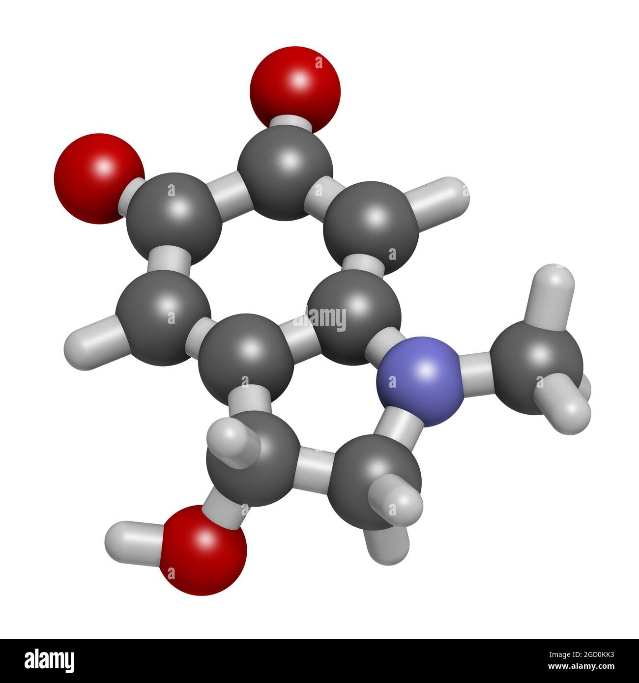 Adrenochrome molecule. Oxidation product of adrenaline. 3D rendering ...