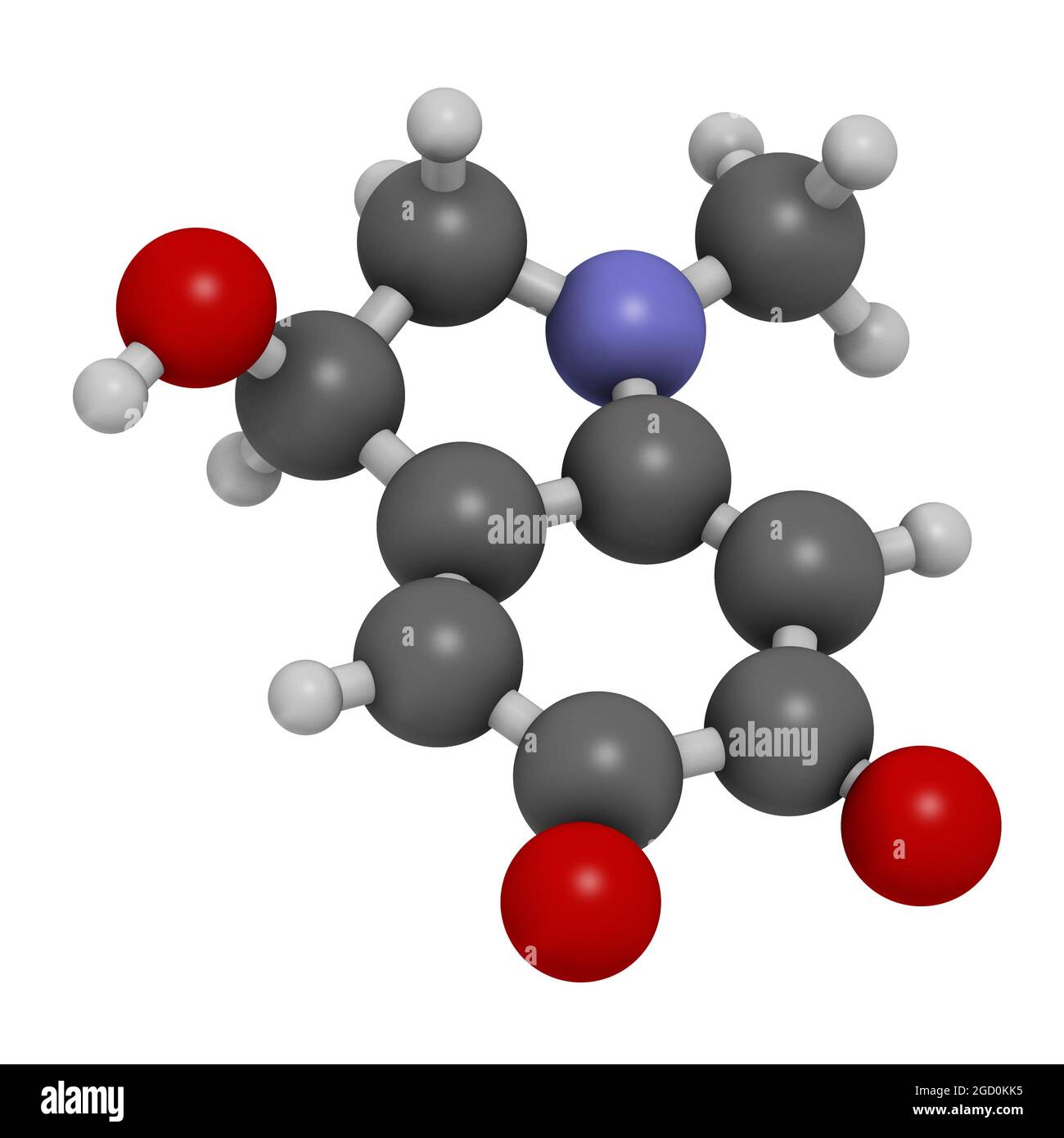 Adrenochrome molecule. Oxidation product of adrenaline. 3D rendering ...