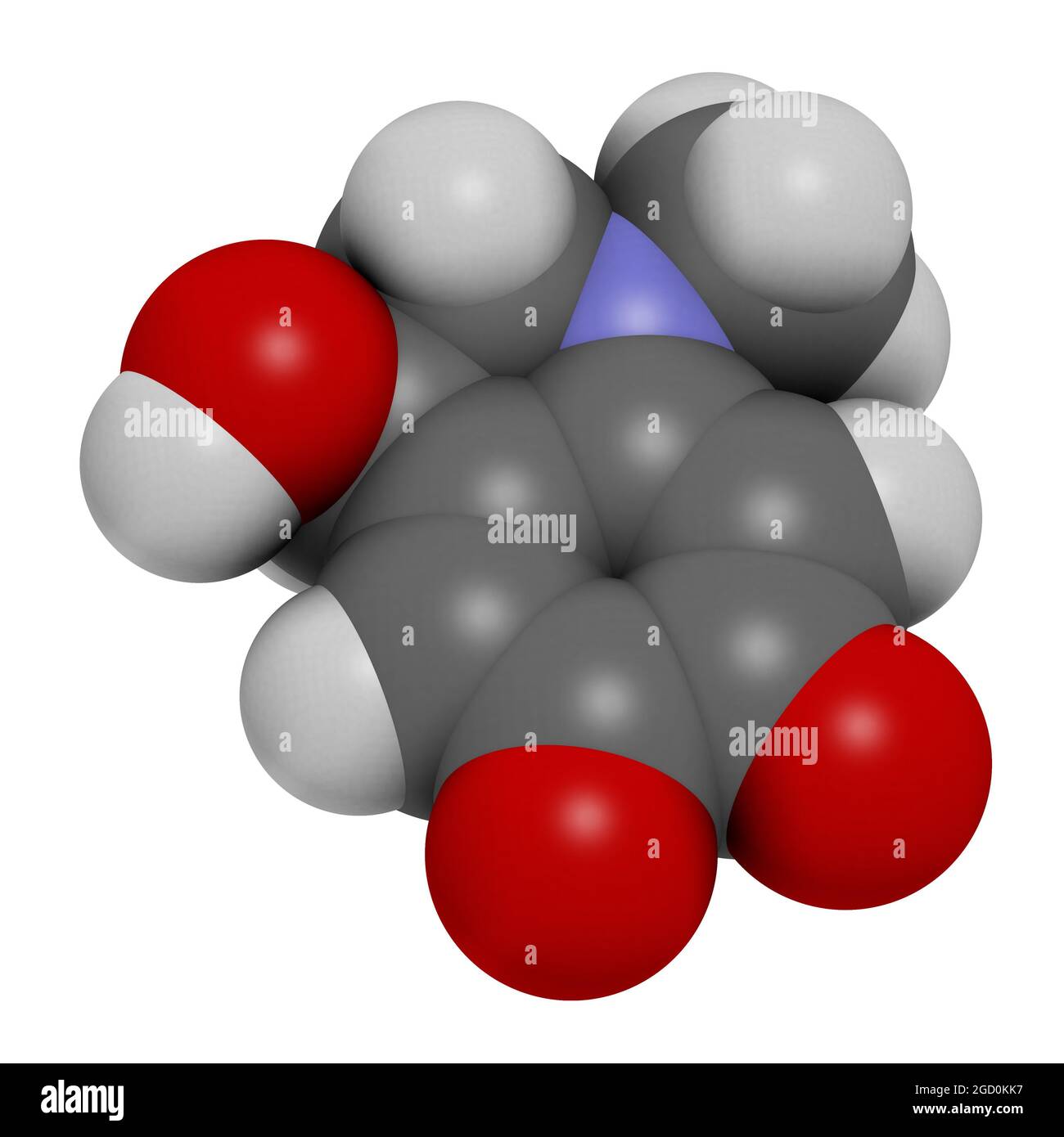Adrenochrome molecule. Oxidation product of adrenaline. 3D rendering ...