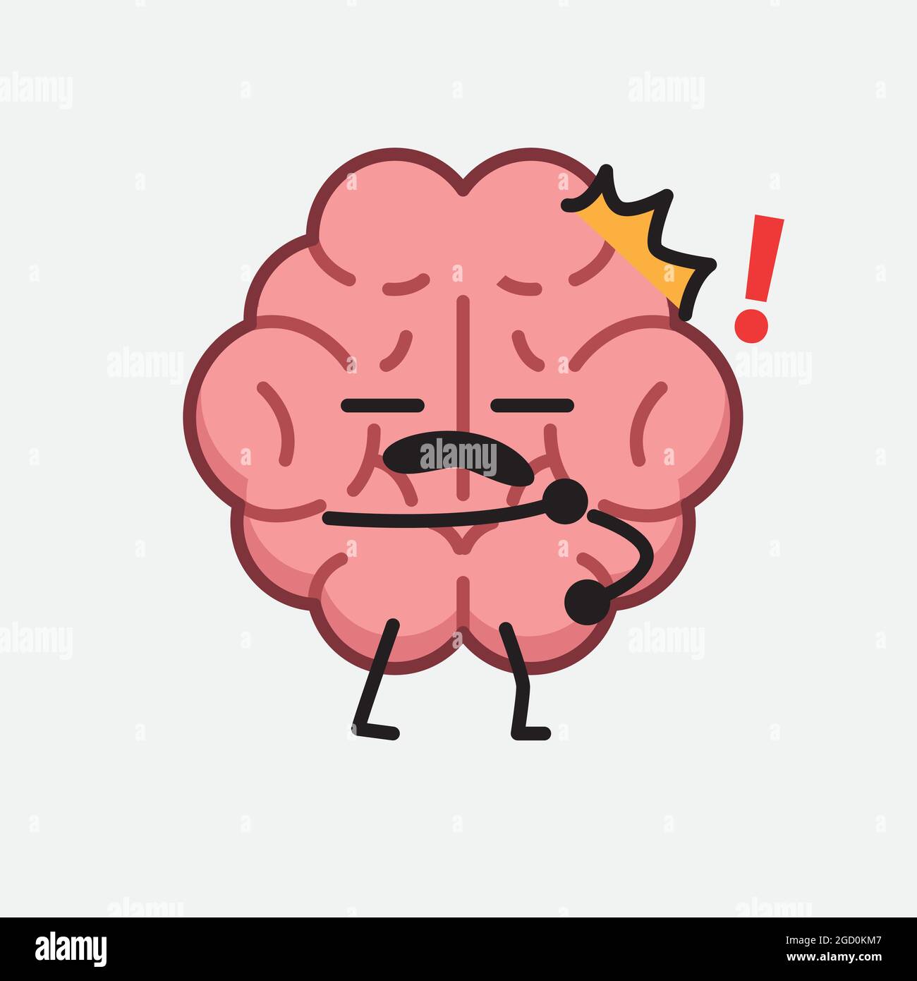 Vector Illustration of Brain Character with cute face and simple body ...