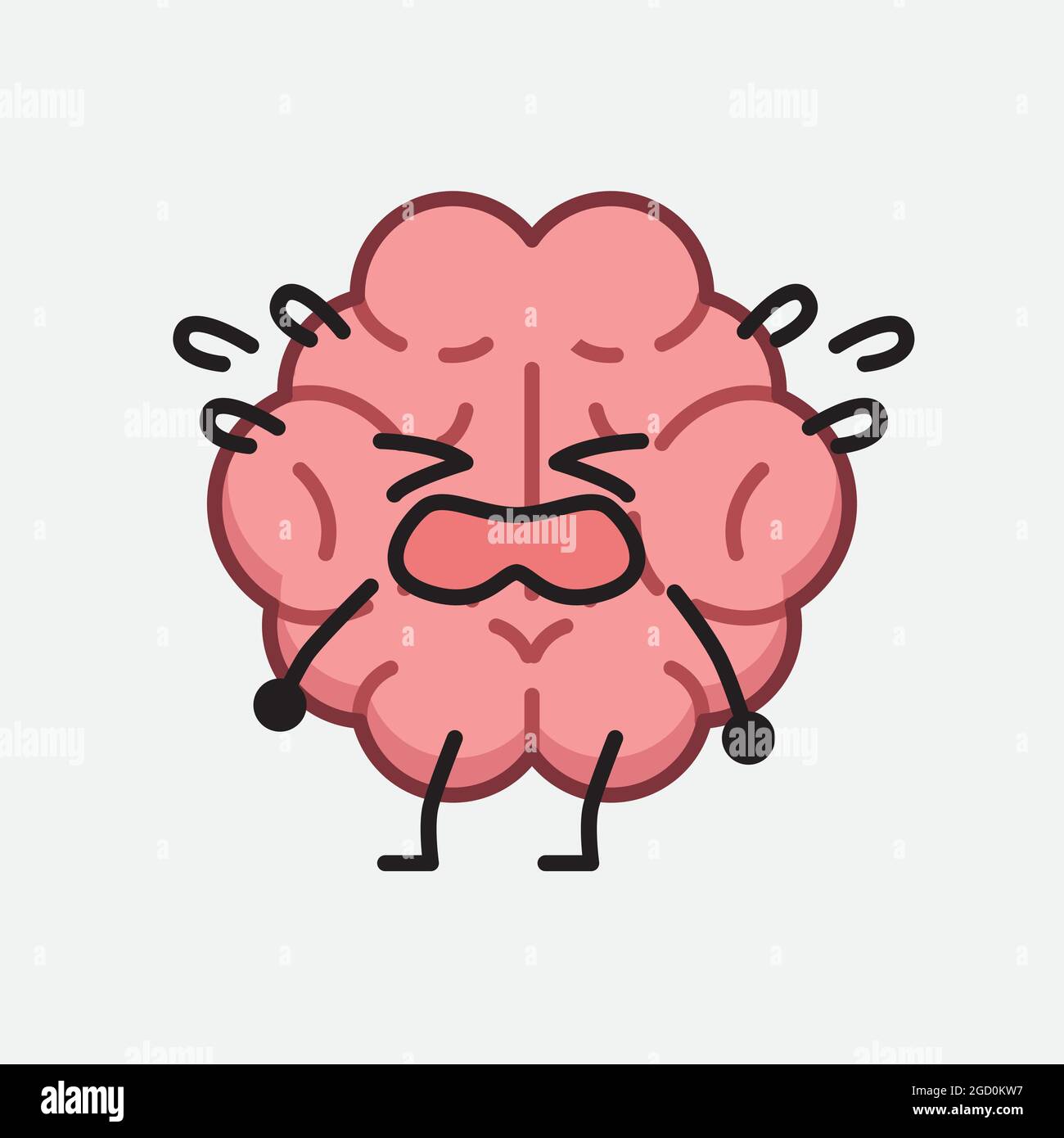 Vector Illustration of Brain Character with cute face and simple body ...