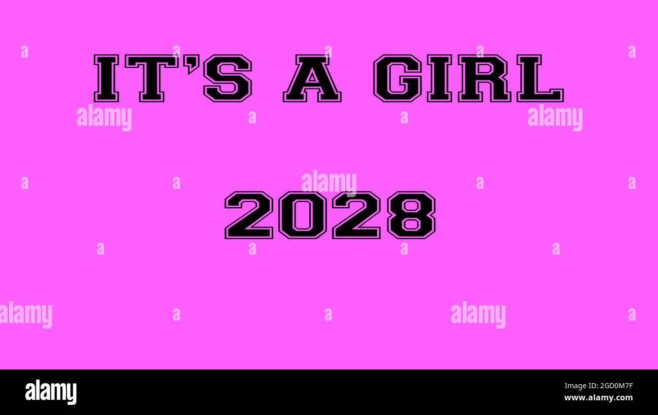 2028 pink rose its a girl birth background Stock Photo - Alamy