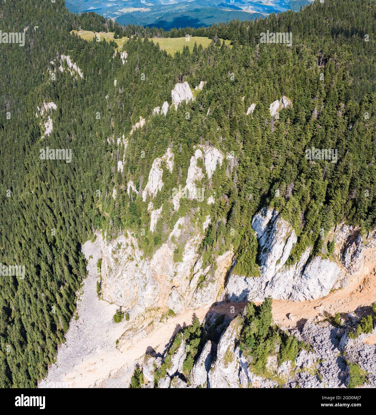 Beautiful aerial, bird's eye view of Hasmas Mountains, Romania Stock ...