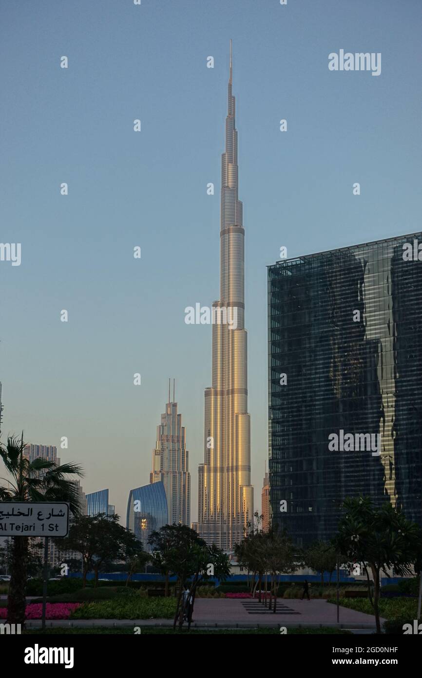 The Burj Khalifa, Omniyat Binary Tower and surrounding buildings of ...