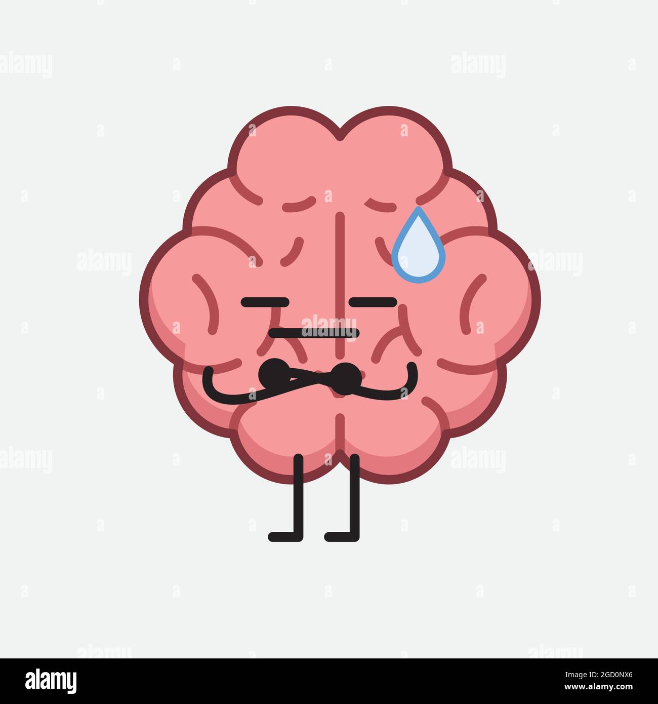 Vector Illustration of Brain Character with cute face and simple body ...