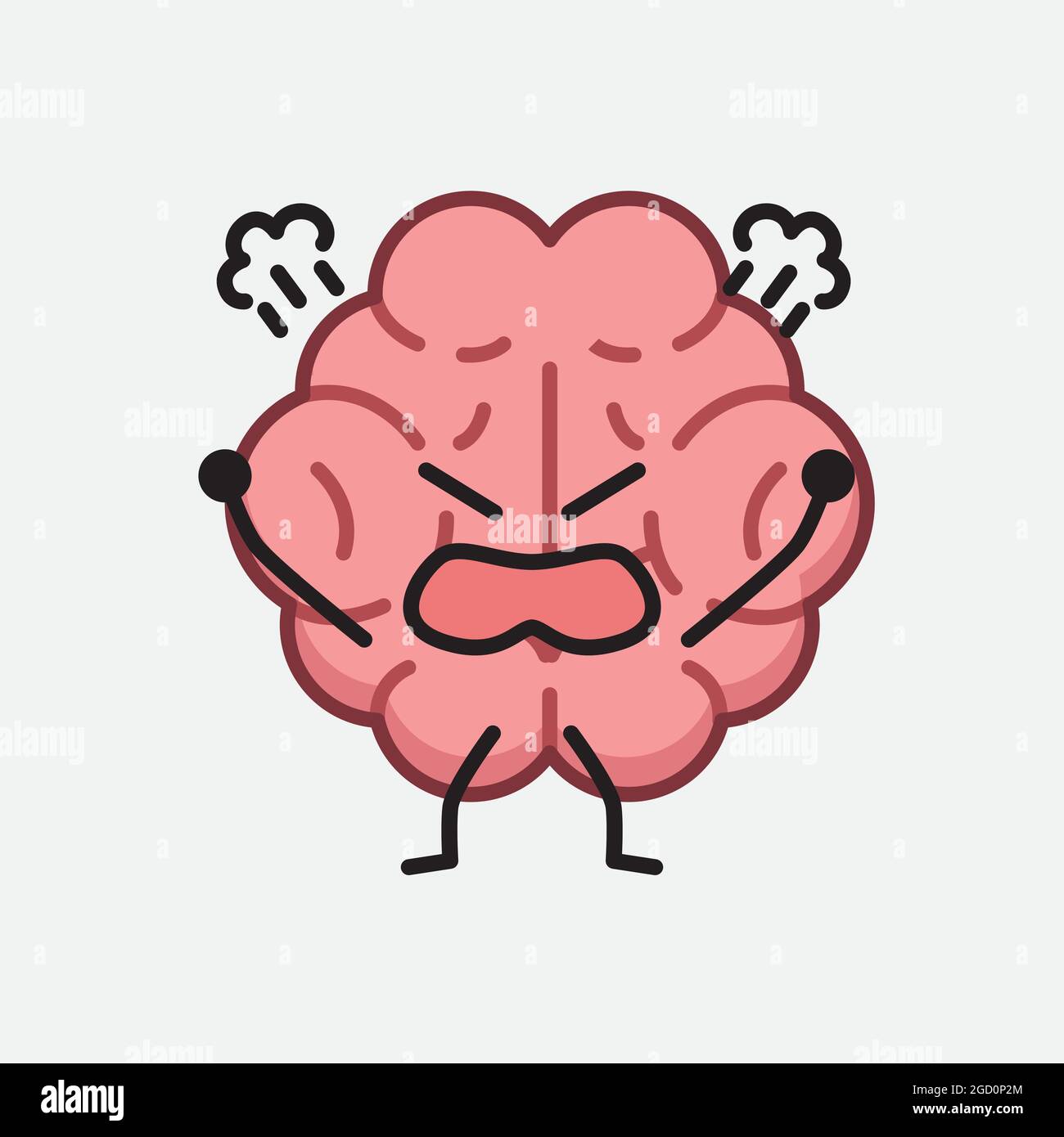 Vector Illustration of Brain Character with cute face and simple body ...